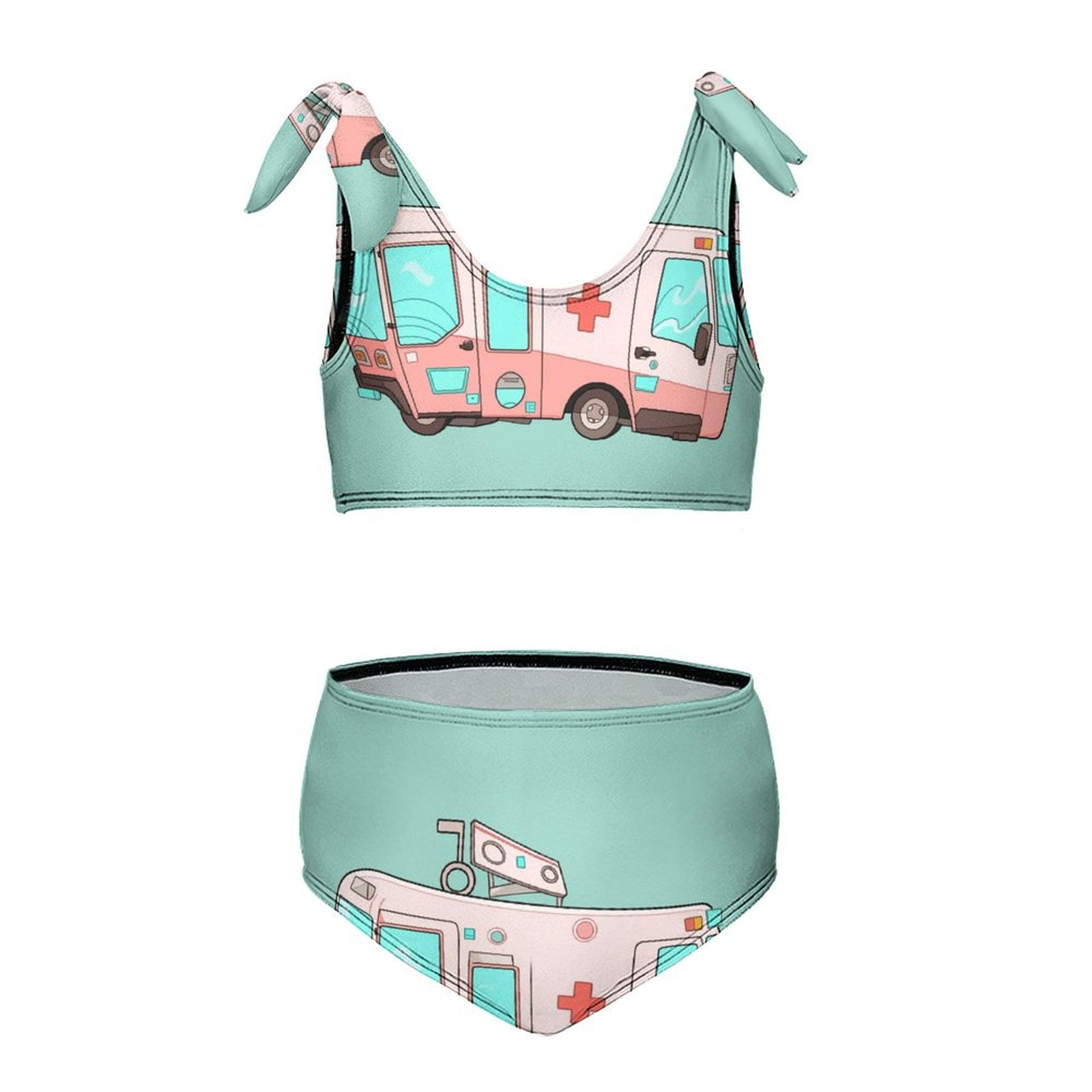 Excavator Fire Truck Racing Girls' 2-Piece Tankini Swimsuit - Walmart.com