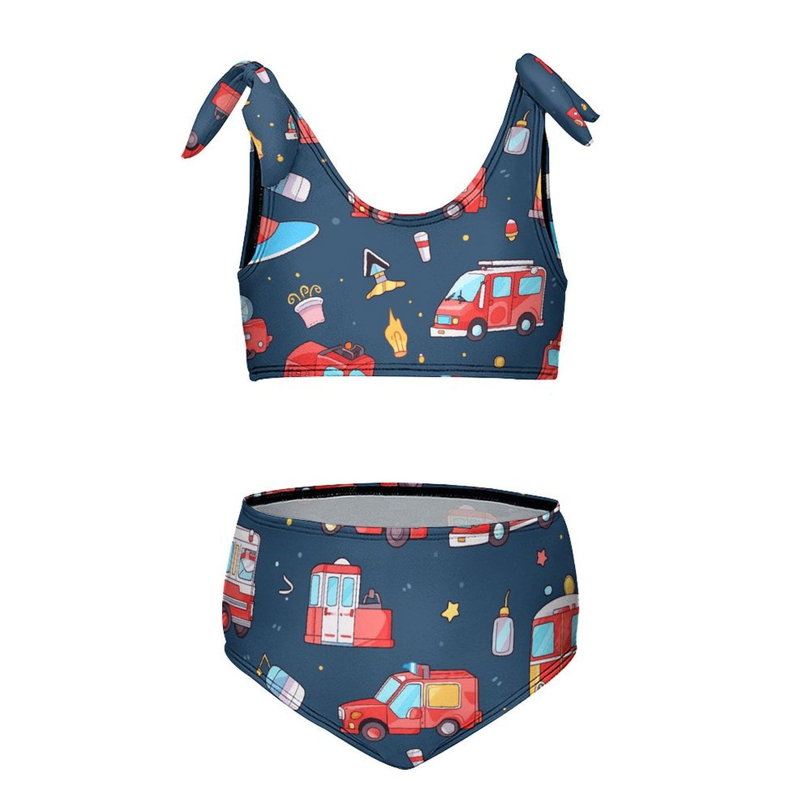 Excavator Fire Truck Racing Girls' 2-Piece Tankini Swimsuit - Walmart.com