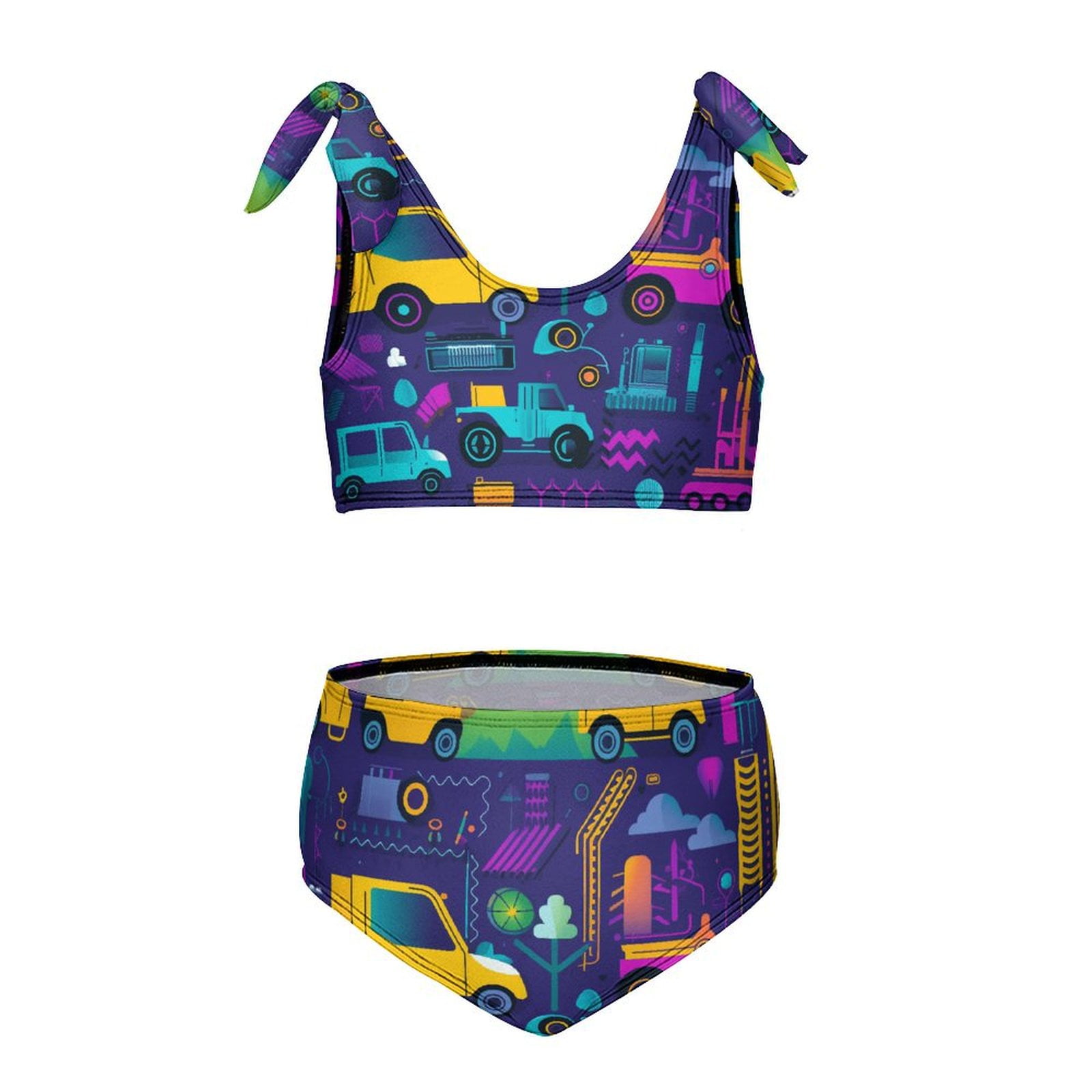 Excavator Fire Truck Racing Girls' 2-Piece Tankini Swimsuit - Walmart.com