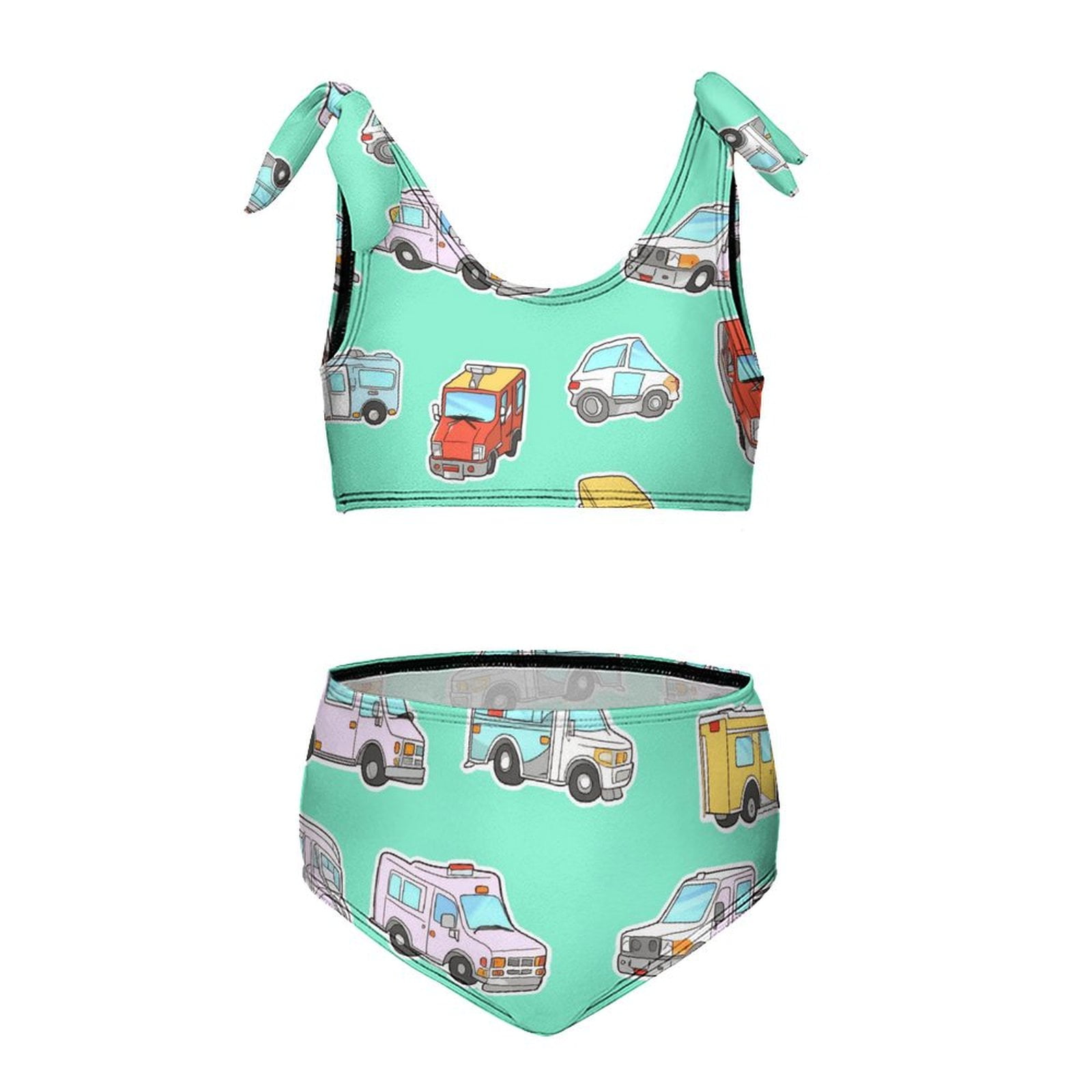 Excavator Fire Truck Racing Girls' 2-Piece Tankini Swimsuit - Walmart.com