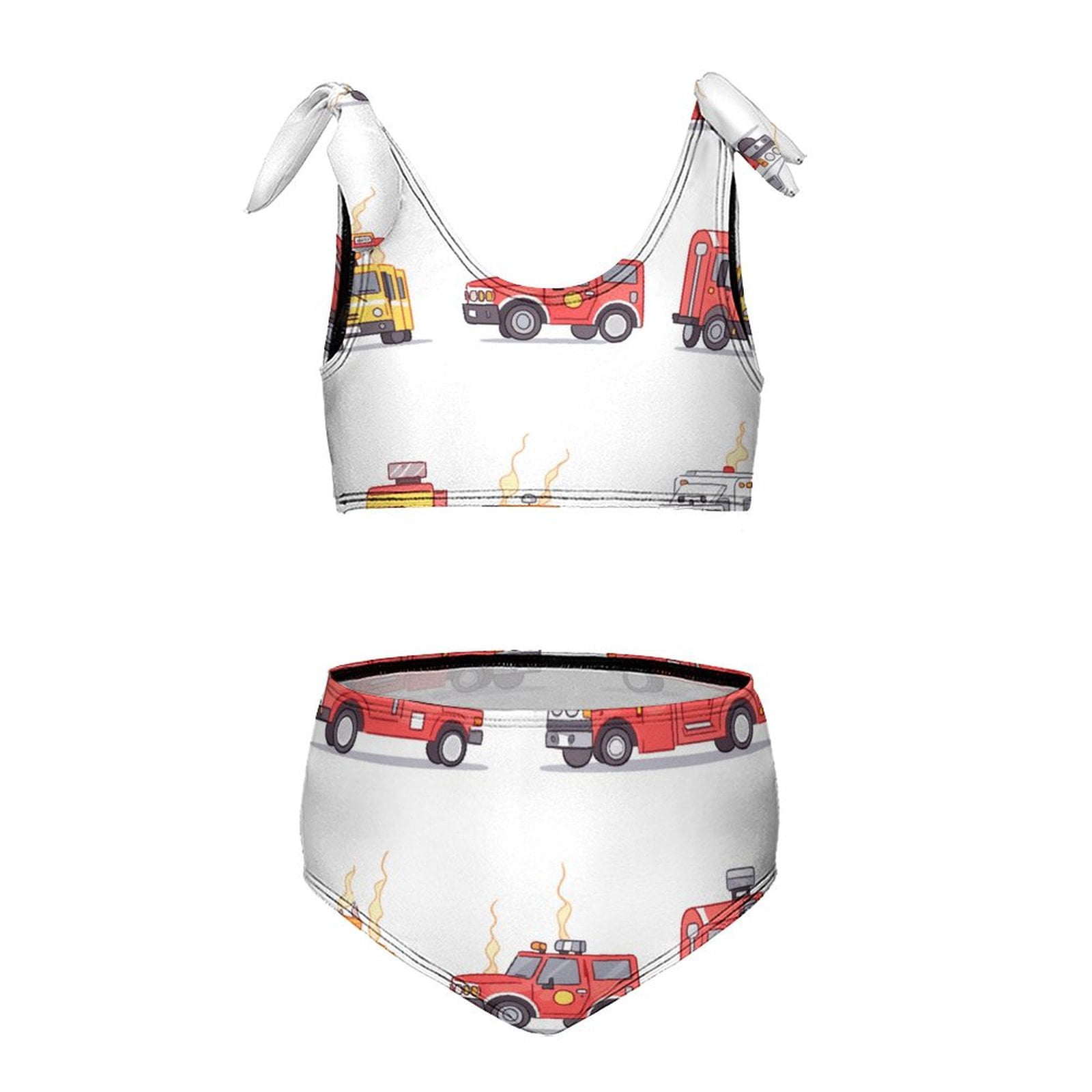 Excavator Fire Truck Racing Girls' beach sports two-piece swimsuit set ...