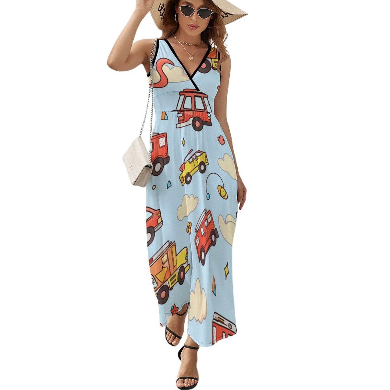 Excavator Fire Truck Racing King Size Sleeveless Dress Dresses Summer ...