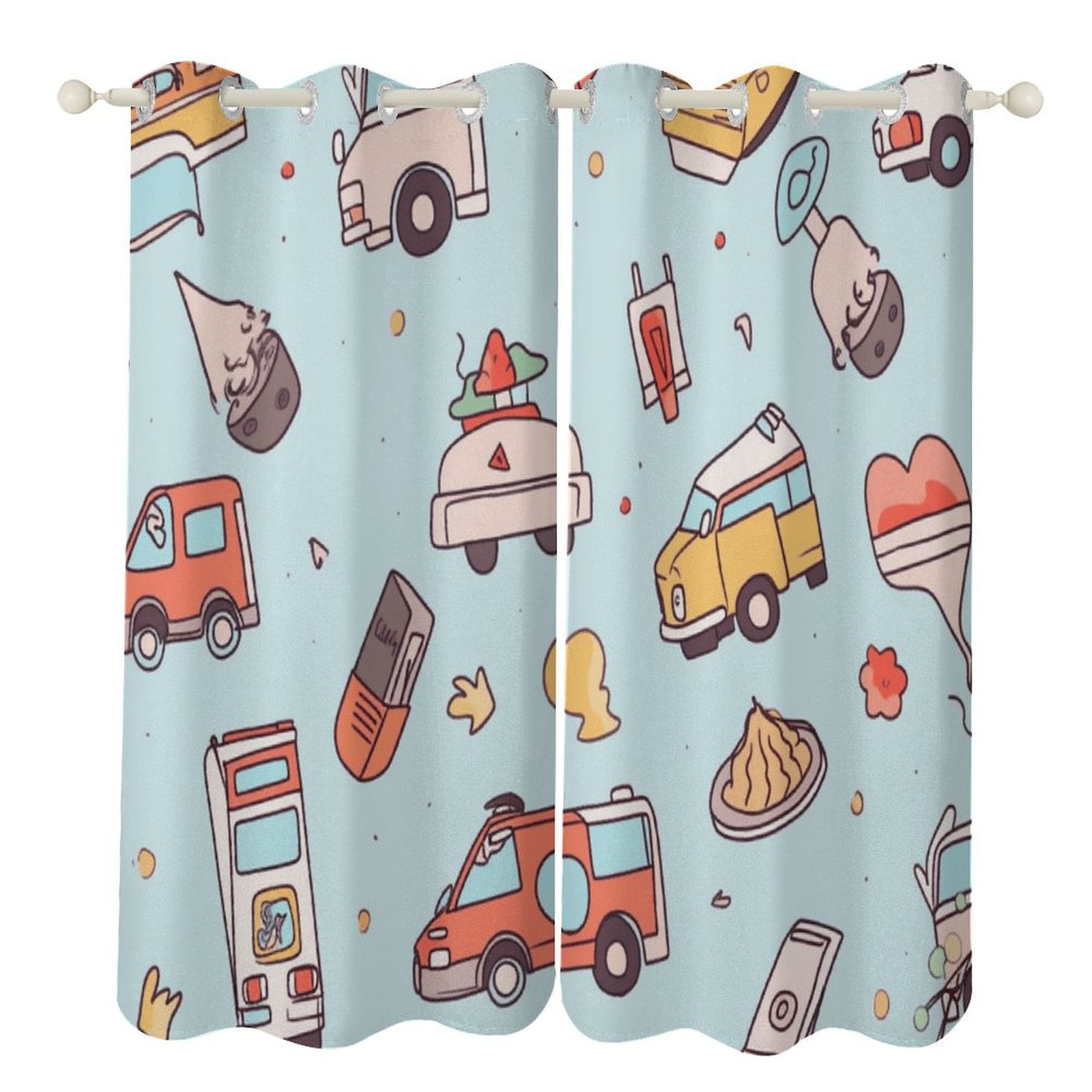 Excavator Fire Truck Racing Modern Window for Living Room Curtains for ...