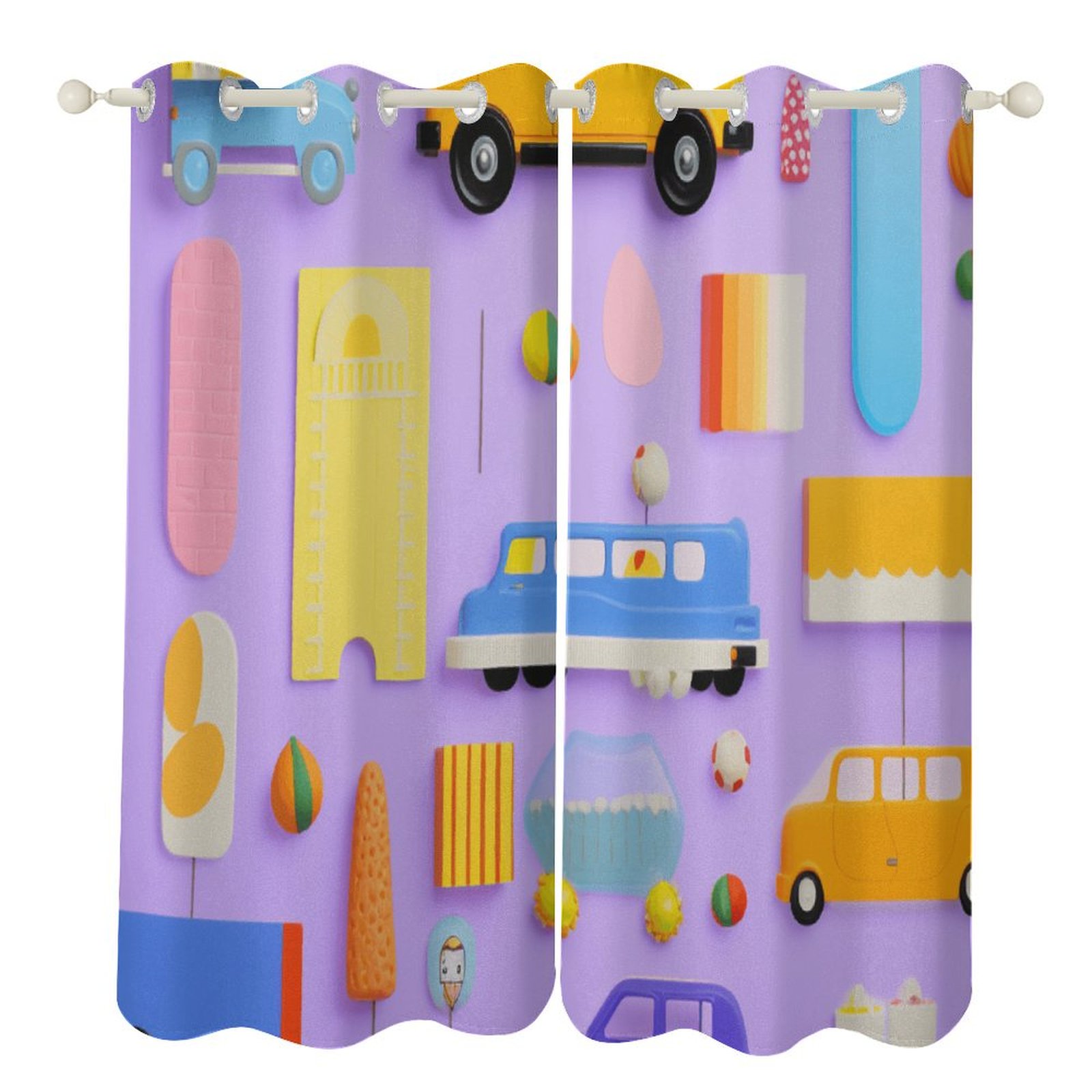 Excavator Fire Truck Racing Modern Window for Living Room Curtains for ...