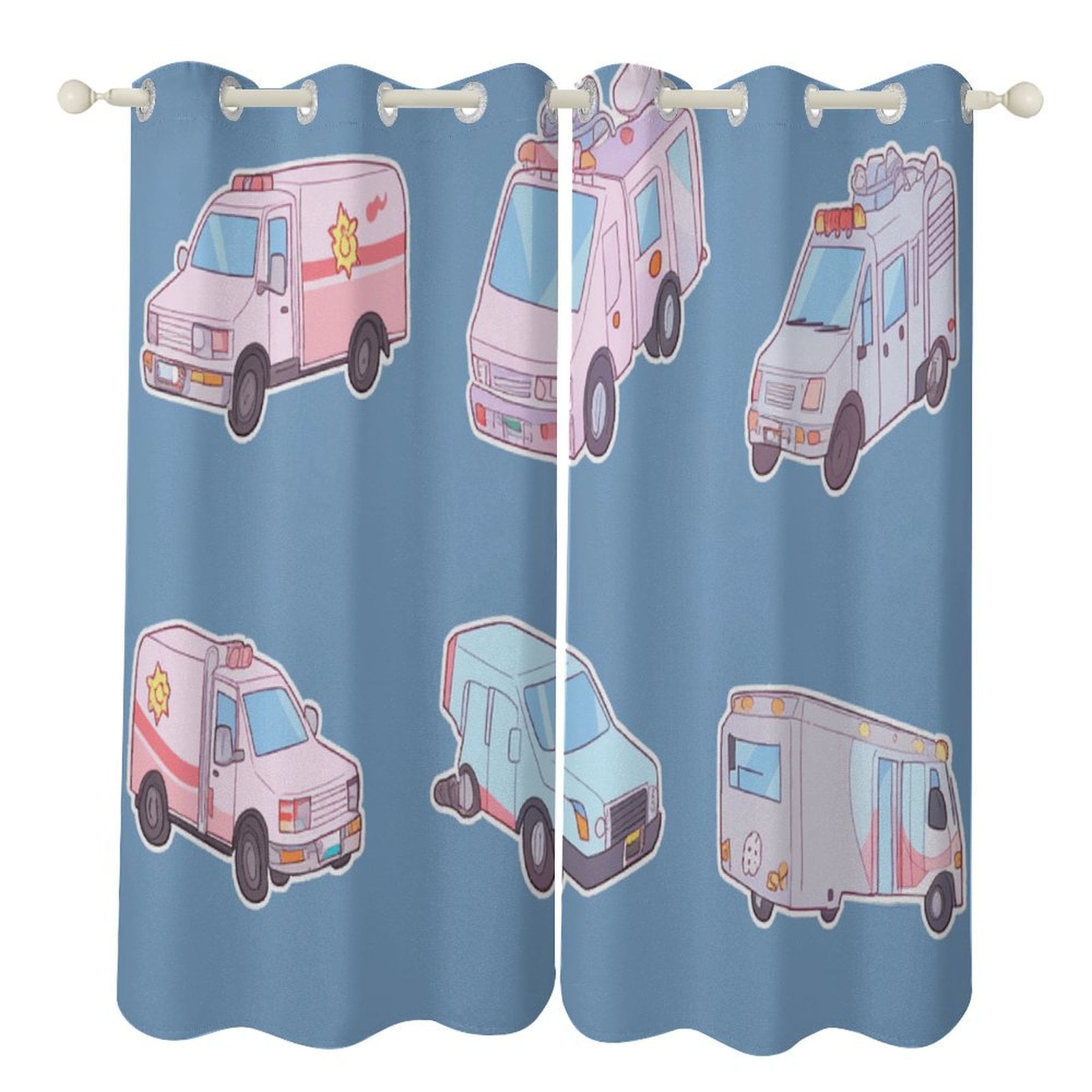 Excavator Fire Truck Racing Modern Window for Living Room Curtains for ...