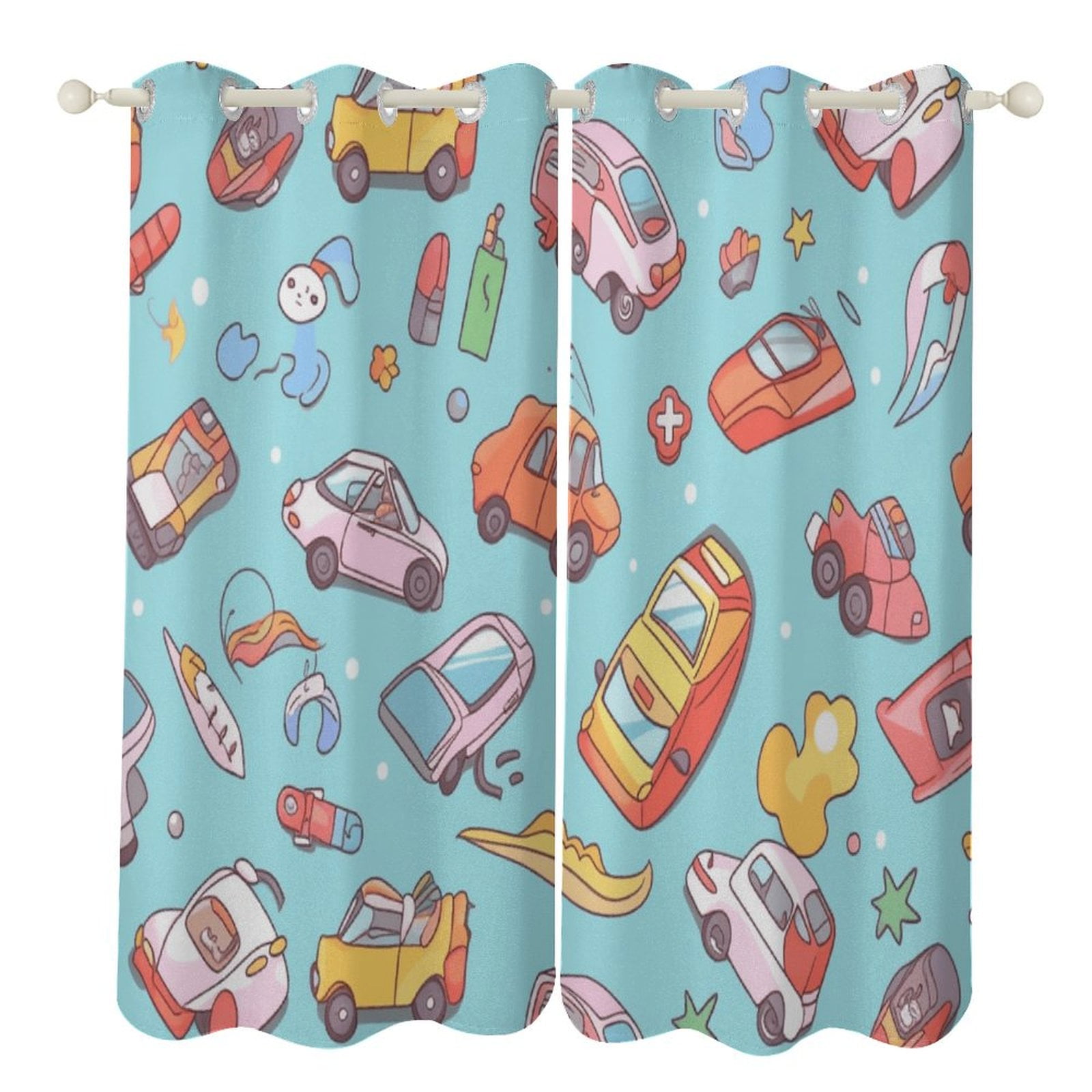 Excavator Fire Truck Racing Modern Window for Living Room Curtains for ...