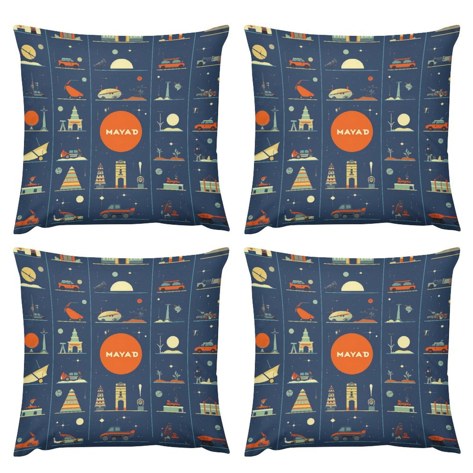 Excavator Fire Truck Racing Pillow Covers 18 "x18 " Set of 4，Modern ...