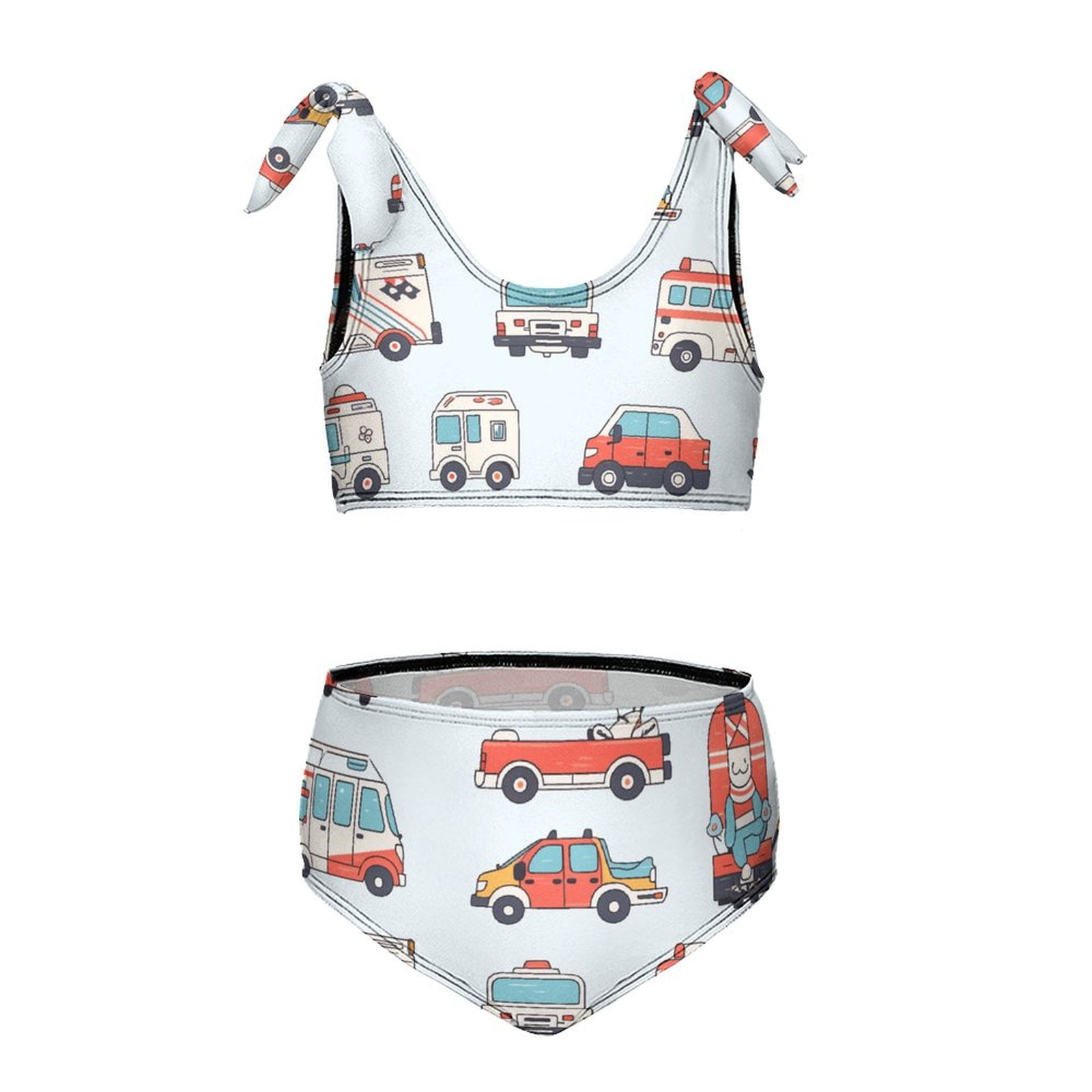 Excavator Fire Truck Racing Two Piece Swimsuit Set, Bikini Swimsuit ...