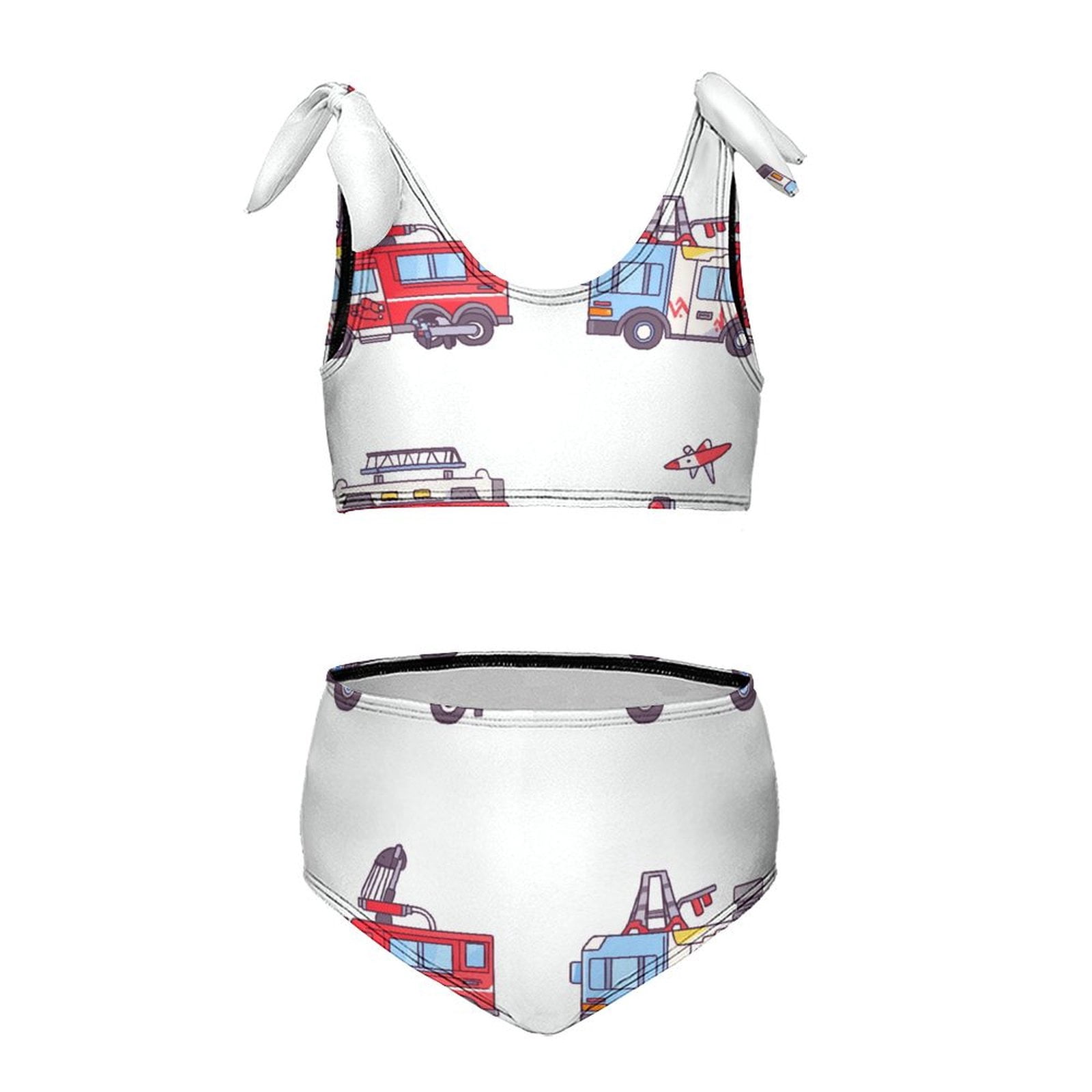 Excavator Fire Truck Racing Two Piece Swimsuit Set, Bikini Swimsuit ...