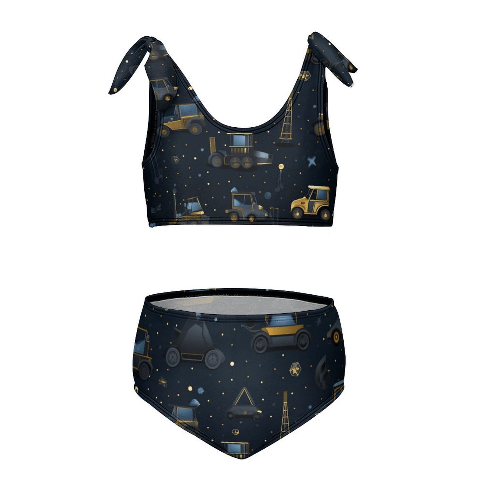 Excavator Fire Truck Racing Two Piece Swimsuit Set, Bikini Swimsuit ...