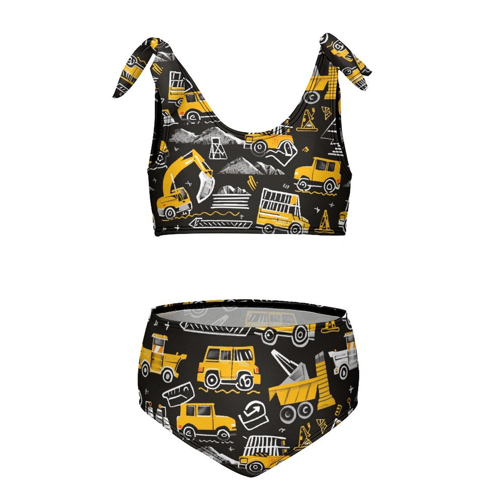 Excavator Fire Truck Racing Two Piece Swimsuit Set, Bikini Swimsuit ...
