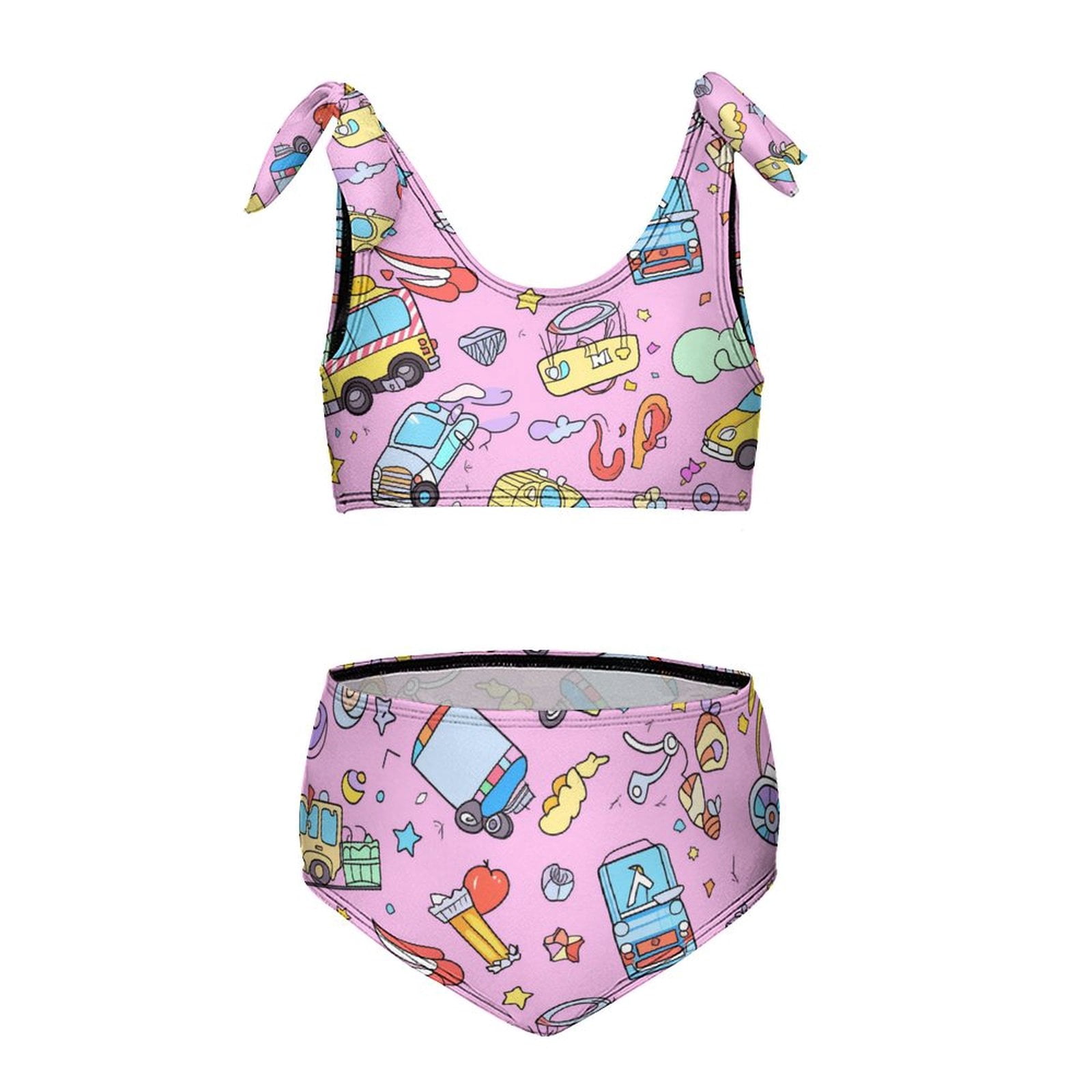 Excavator Fire Truck Racing Two Piece Swimsuit Set, Bikini Swimsuit ...