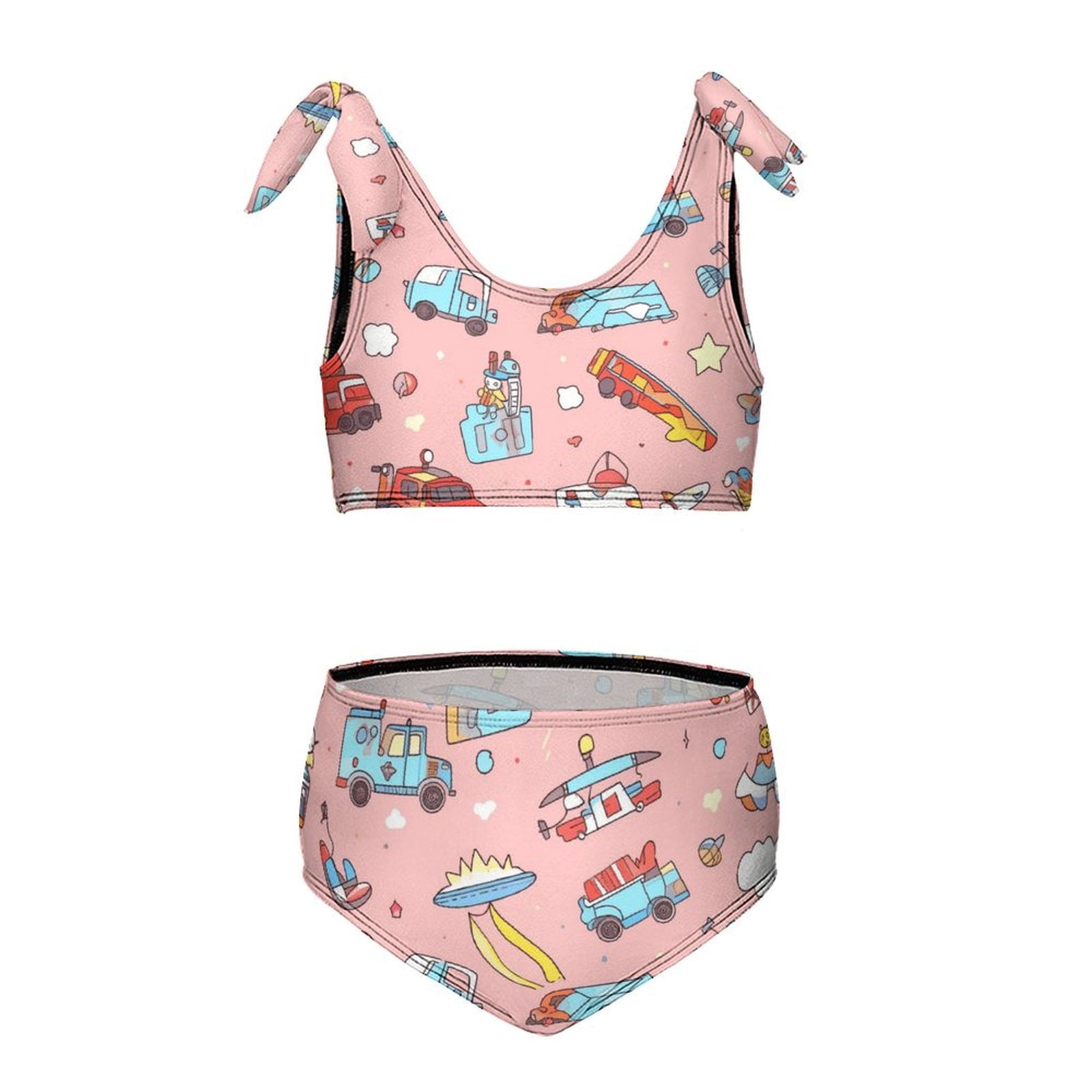 Excavator Fire Truck Racing Two Piece Swimsuit Set, Bikini Swimsuit ...