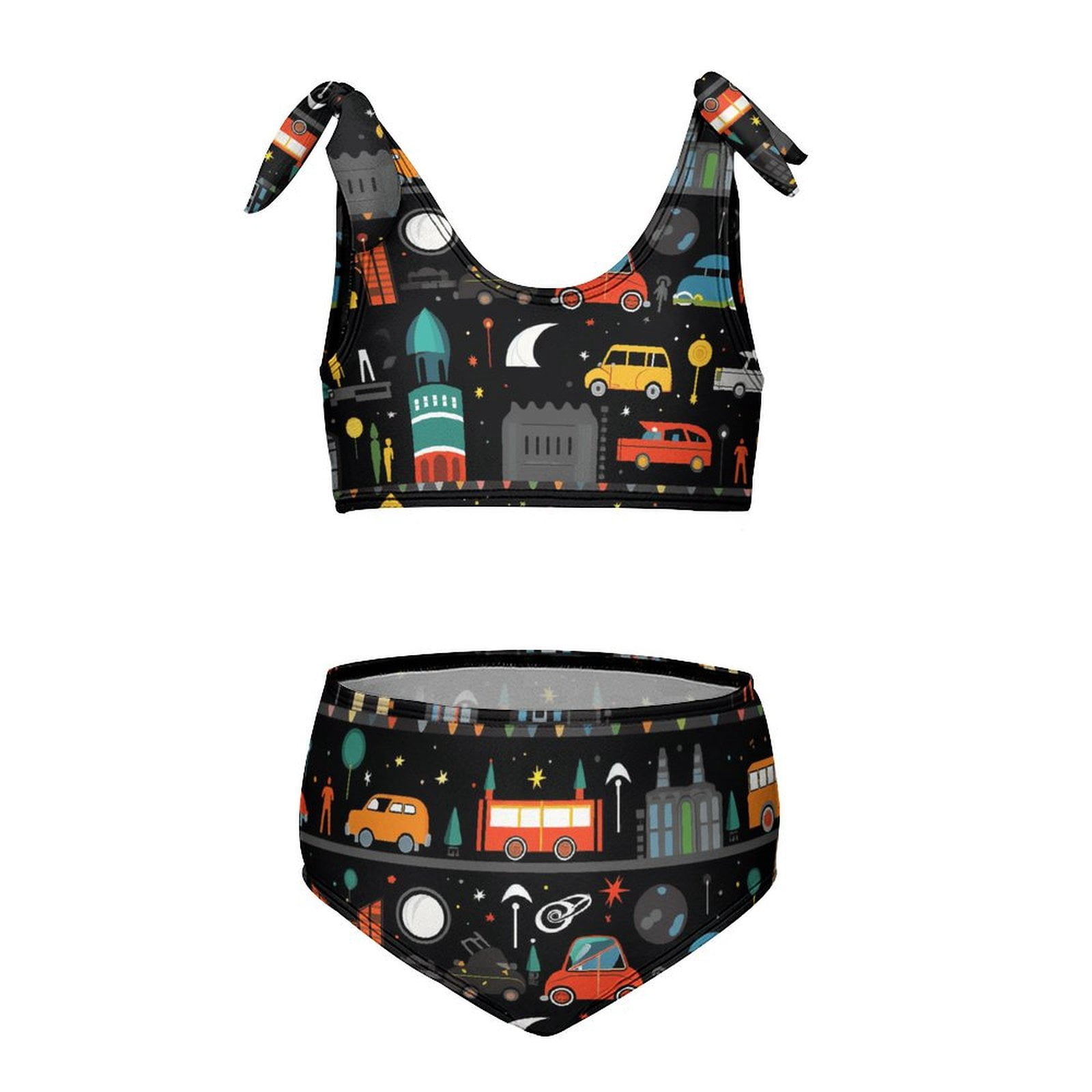 Excavator Fire Truck Racing Two Piece Swimsuit Set, Bikini Swimsuit ...