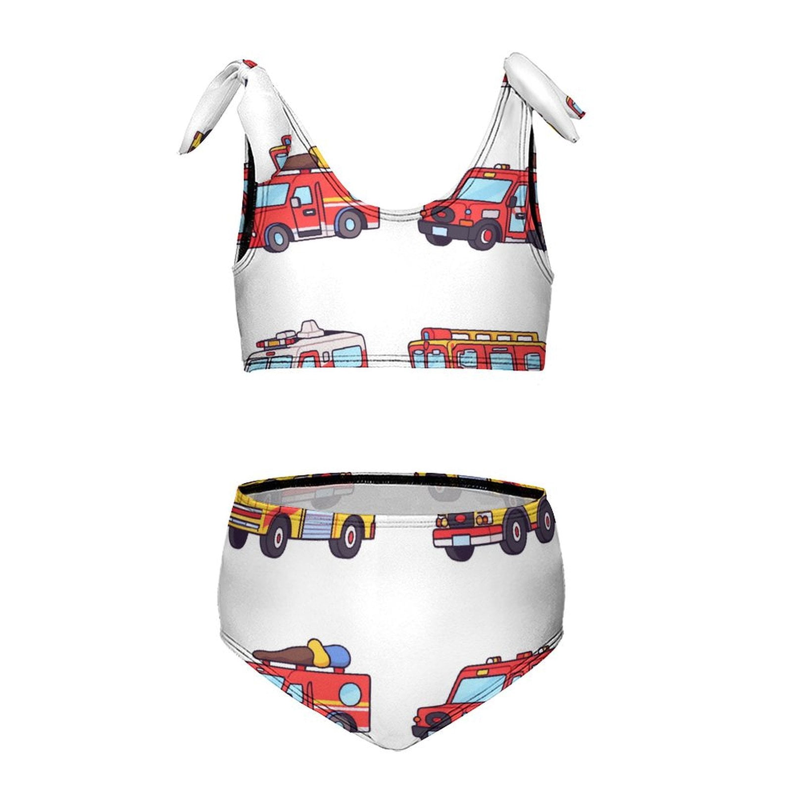 Excavator Fire Truck Racing Two Piece Swimsuit Set, Bikini Swimsuit ...