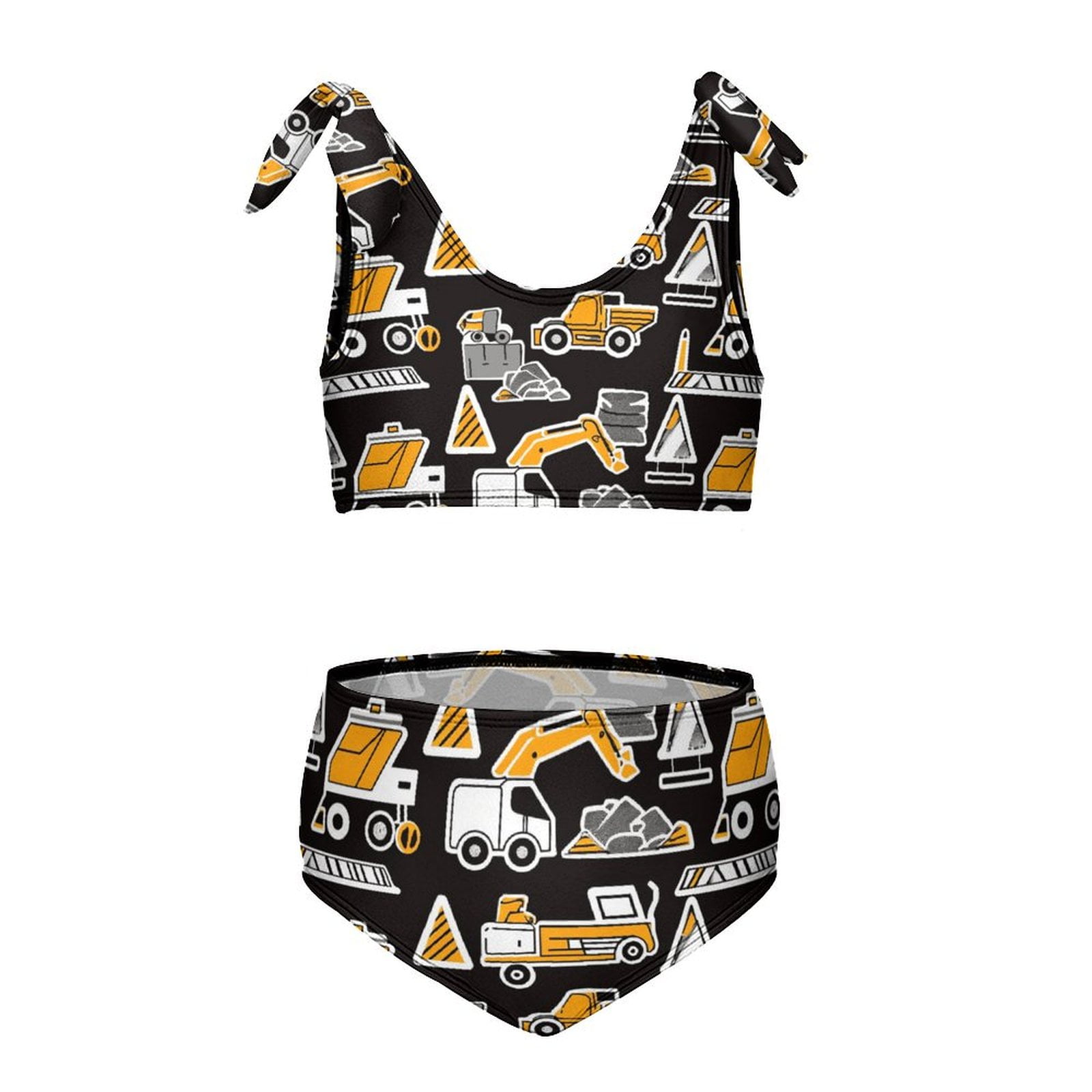 Excavator Fire Truck Racing Two Piece Swimsuit Set, Bikini Swimsuit ...