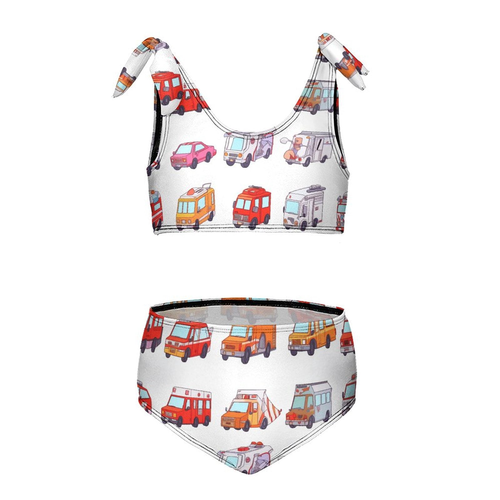 Excavator Fire Truck Racing Two Piece Swimsuit Set, Bikini Swimsuit ...