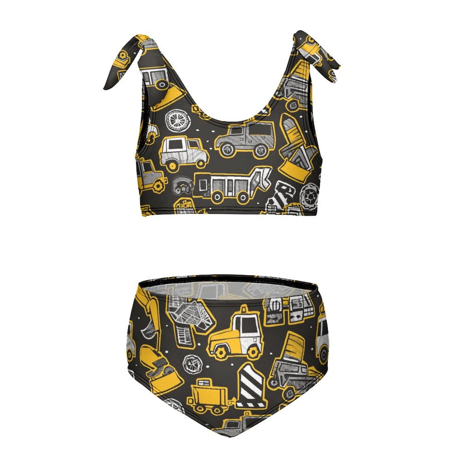 Excavator Fire Truck Racing Two Piece Swimsuit Set, Bikini Swimsuit ...