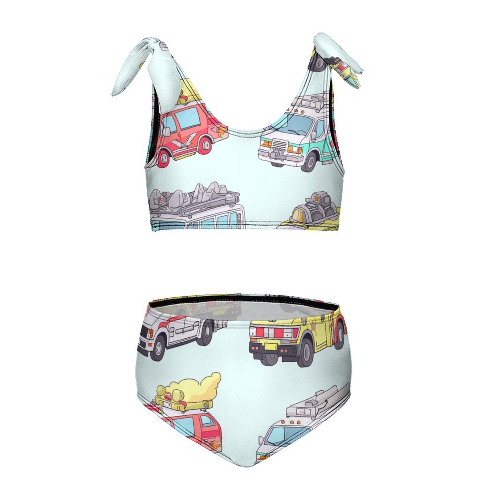 Excavator Fire Truck Racing Two Piece Swimsuit Set, Bikini Swimsuit ...
