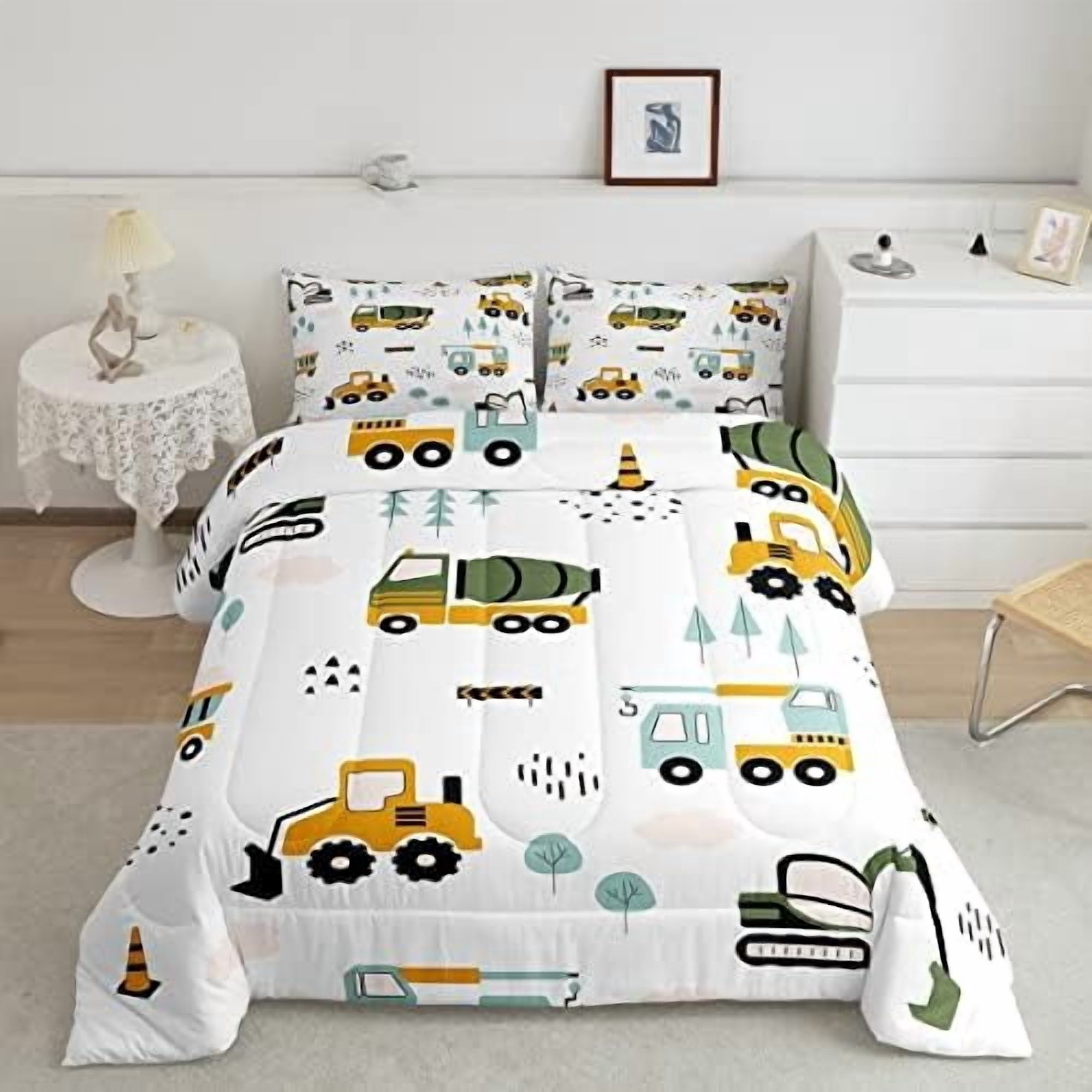Excavator Kids Comforter Construction Trucks Comforter Set for Boys ...