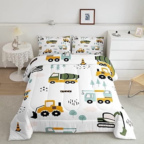 Excavator Kids Comforter Construction Trucks Comforter Set for Boys ...