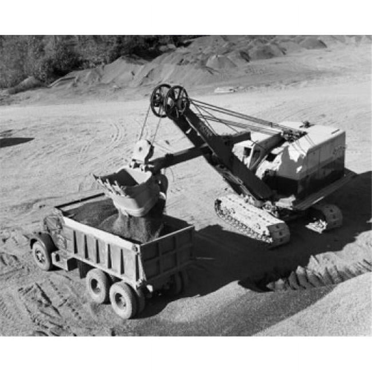 Excavator Loading Rock Dirt Into A Dump Truck Poster Print, 18 x 24 ...