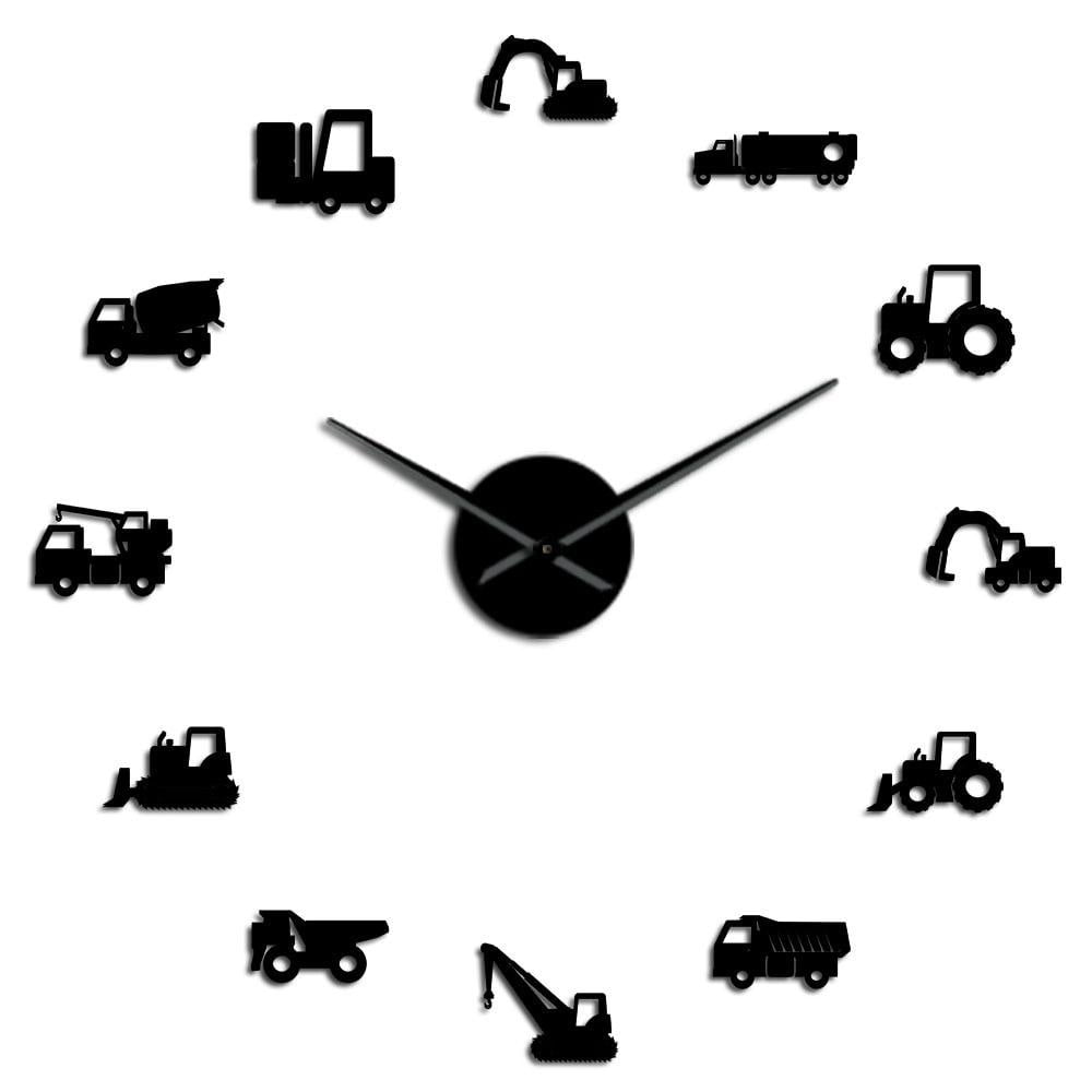 Excavator Modern DIY Giant Wall Clock Heavy Equipment Architecture ...