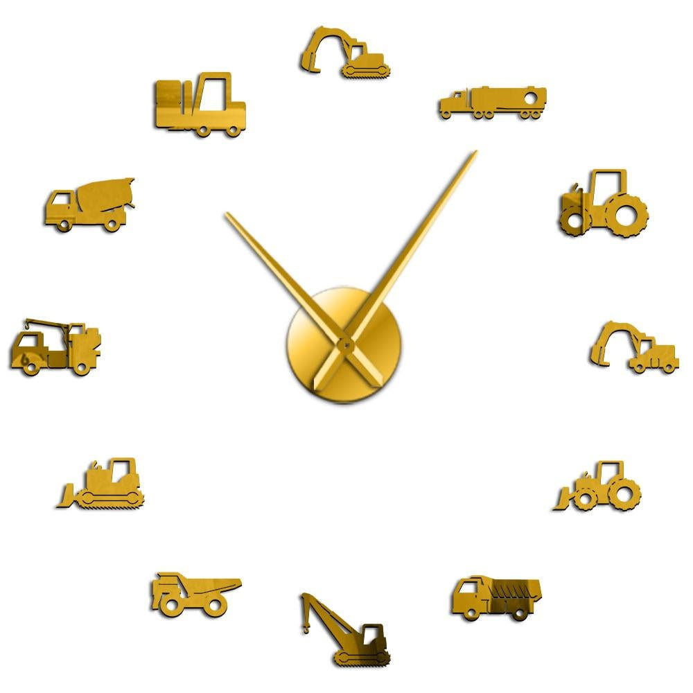 Excavator Modern DIY Giant Wall Clock Heavy Equipment Architecture ...