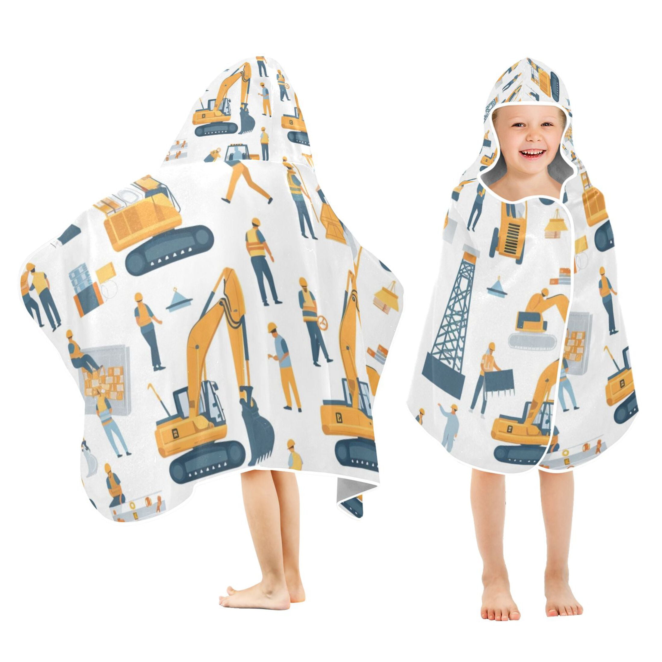 Excavator People Tower Toddler Hooded Beach Towel 24" x 50" Kids Bath ...