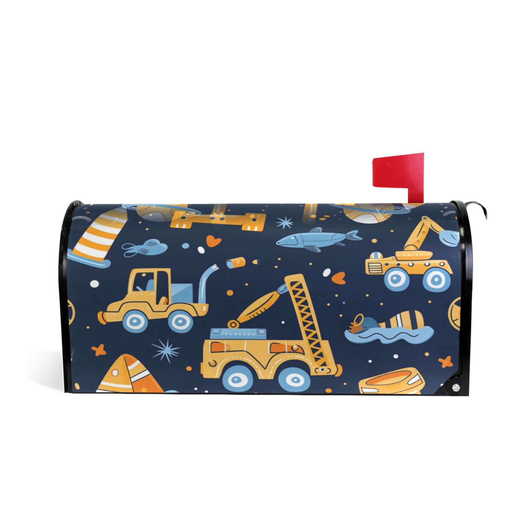 Excavator Planet Cranes Magnetic Mailbox Covers 21" X 18" Post Letter ...