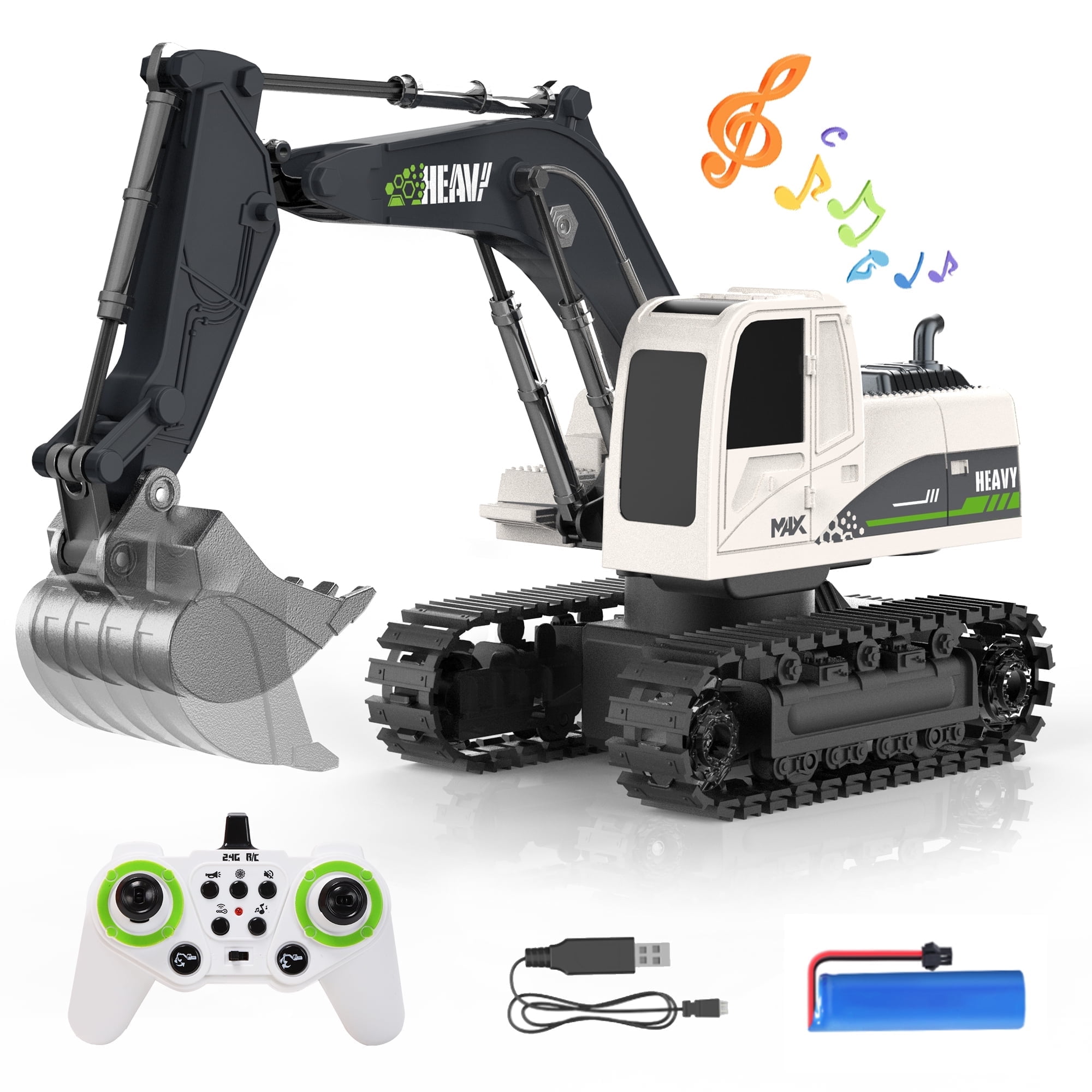 Excavator Toy for Boys, Remote Control Excavator with 11 Channels, Auto ...