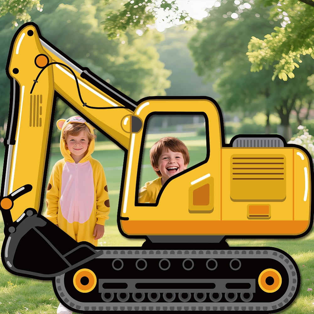 Excavator Truck Party Decorations Backdrop 5.4x5.9Ft Engineering ...