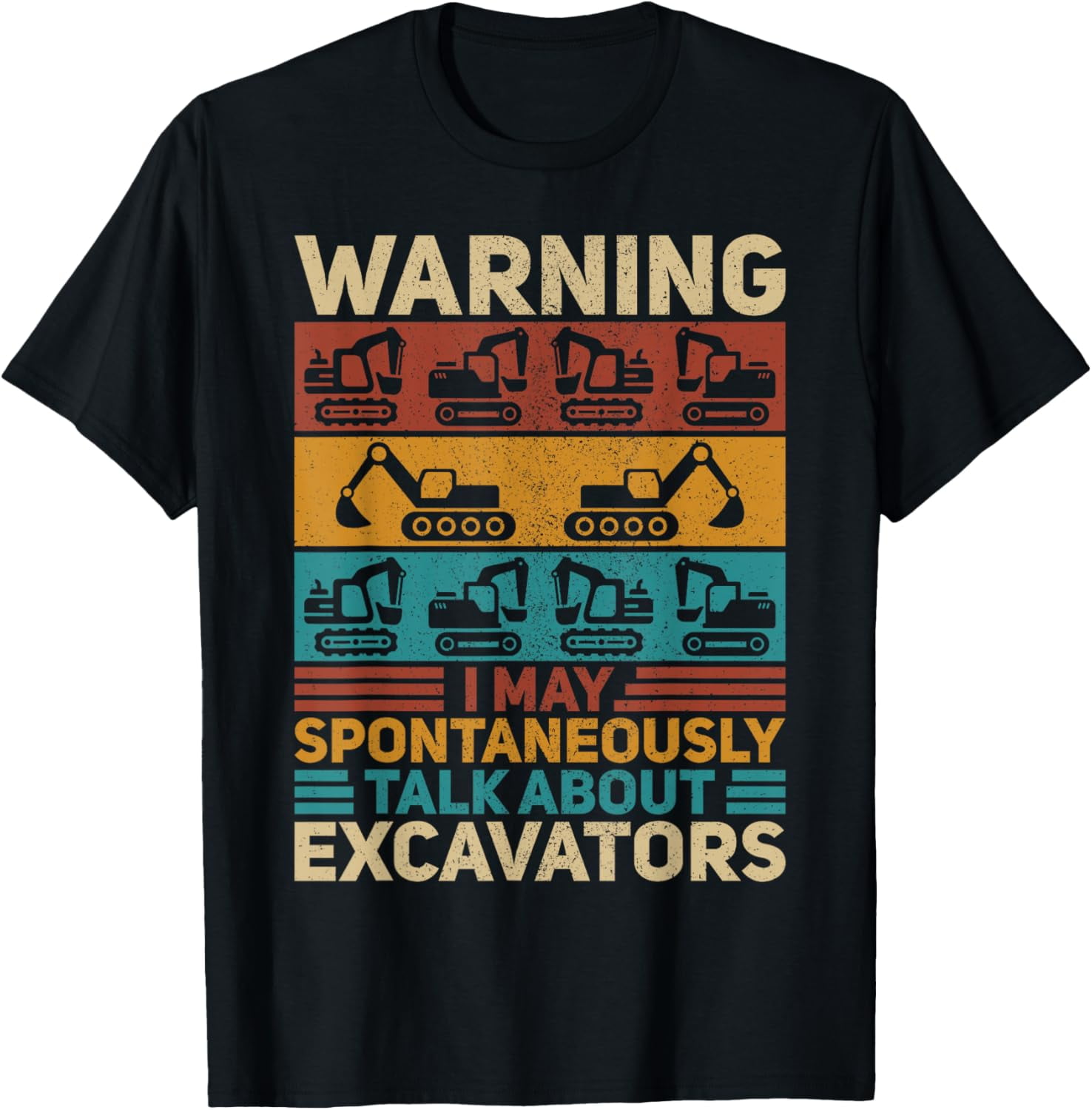 Excavators Outfit Retro Construction Worker Funny Excavator T-Shirt ...