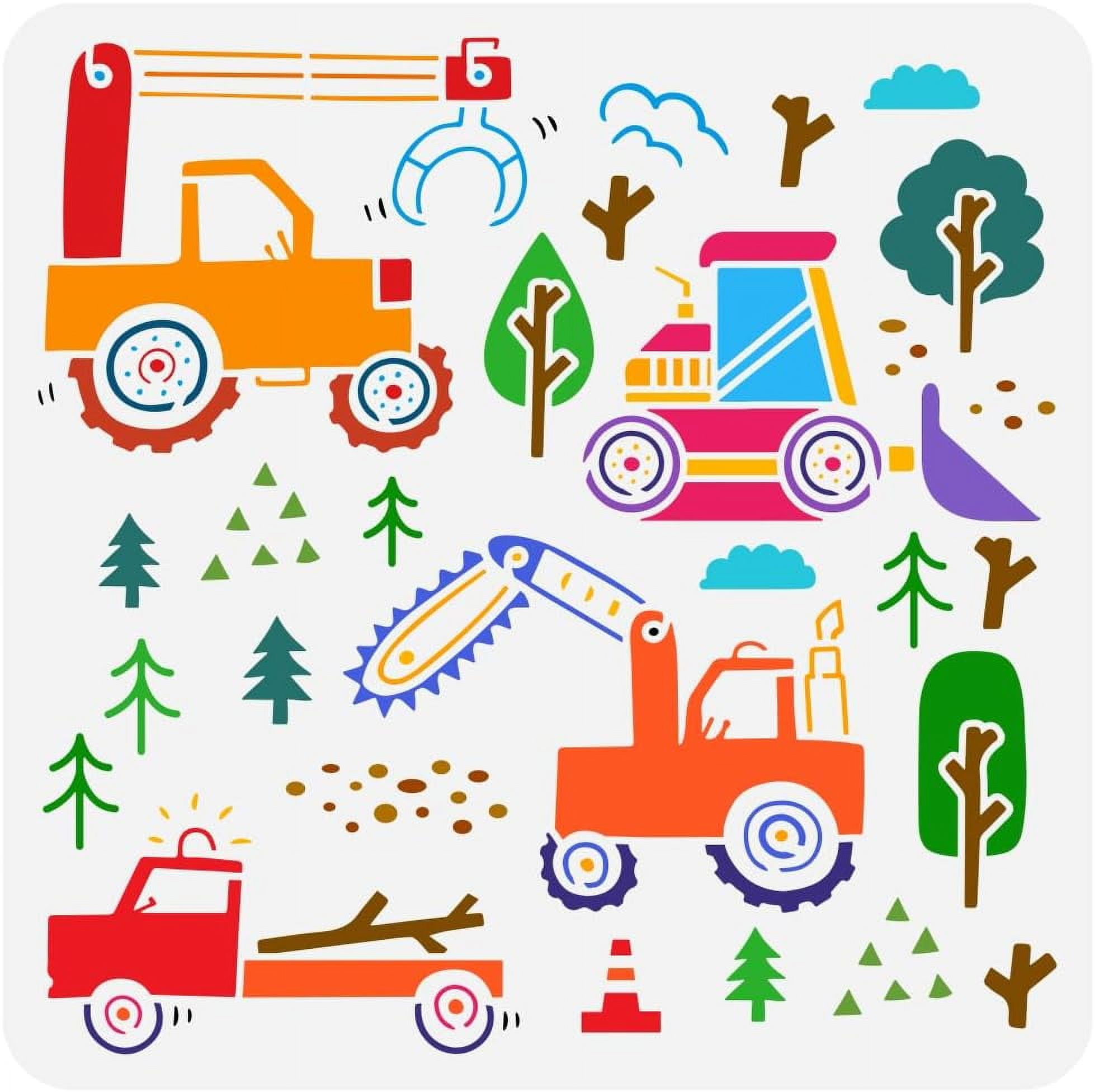 Excavators Painting Stencil 11.8x11.8inch Reusable Cranes Truck Pattern ...