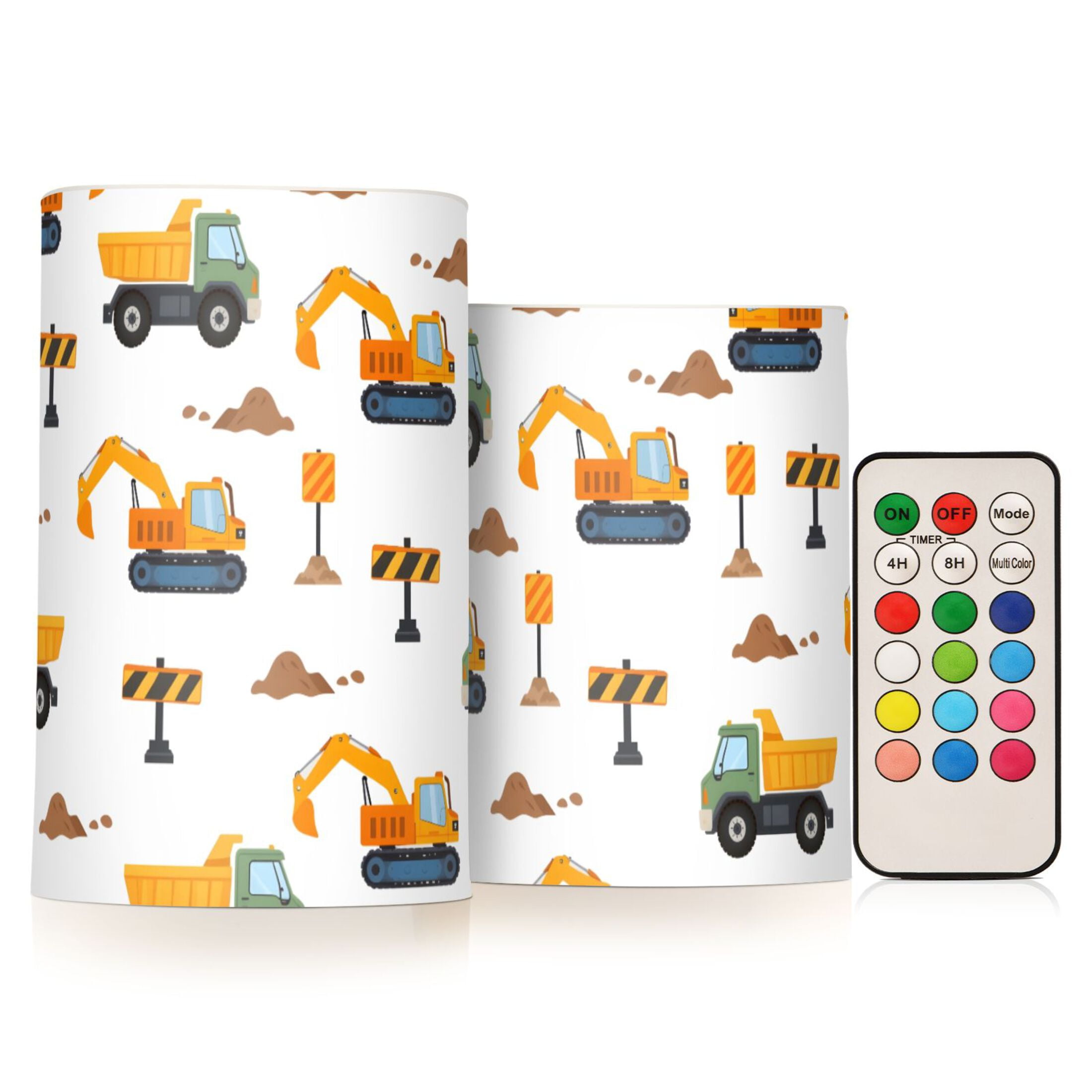 Excavators Pattern Flameless LED Candle Set with Remote, Battery ...