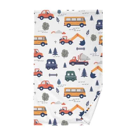 Excavators and Buses Bath Towel 100% Cotton Soft Thick High Absorbency ...
