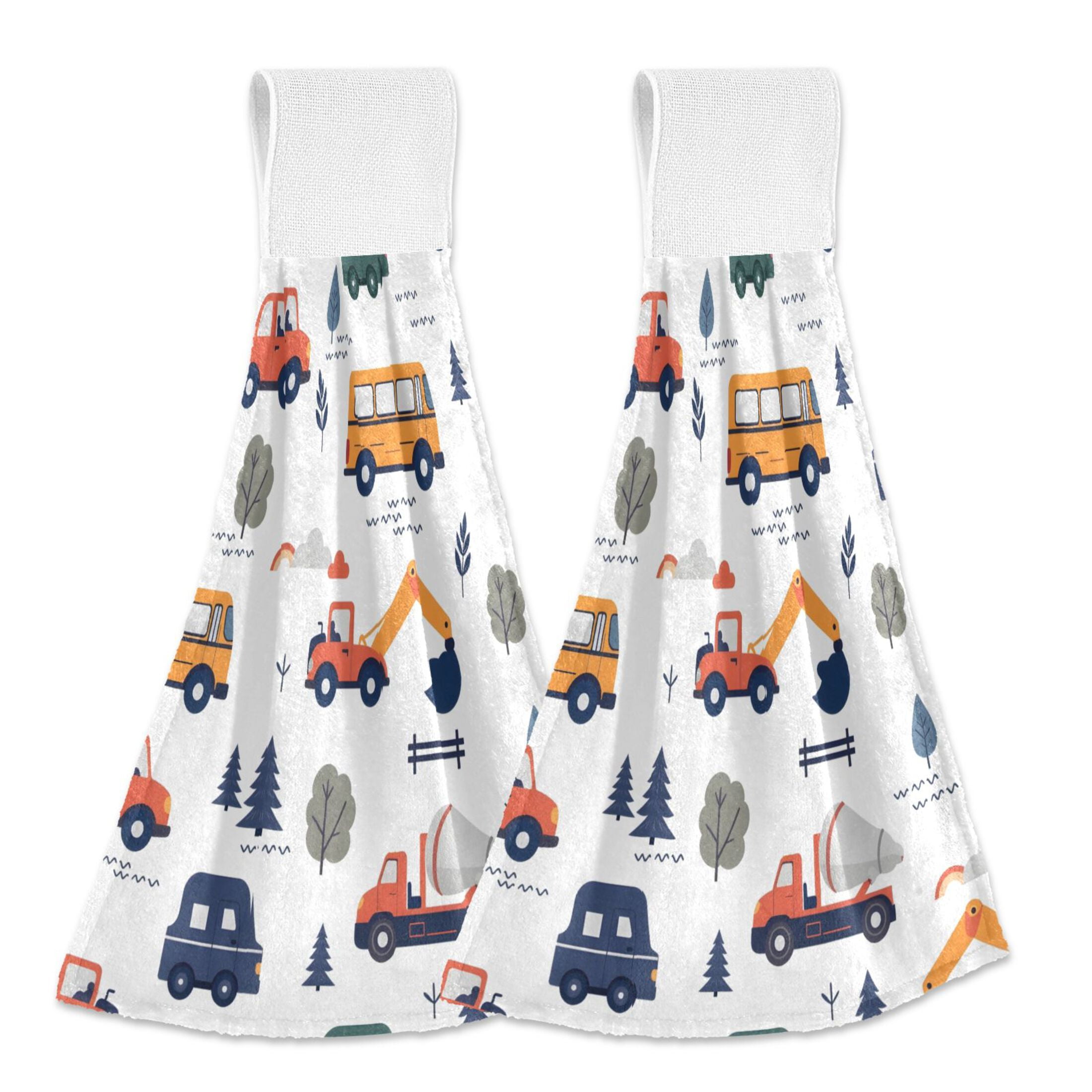 Excavators and Buses Hand Towels 2 Pack Quick Drying Home Storage ...