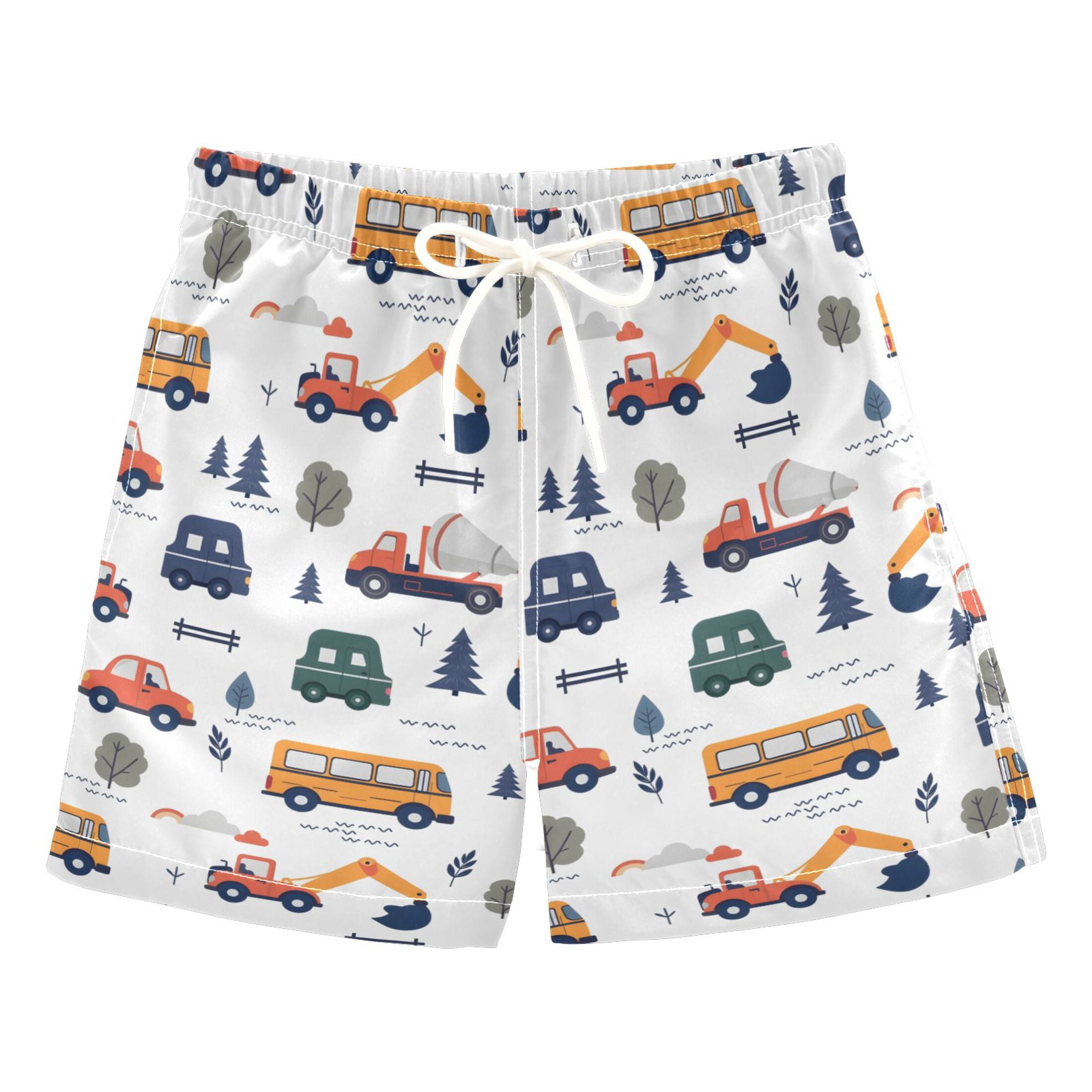 Excavators and Buses Swim Trunks Quick Dry Beach Pool Board Shorts ...