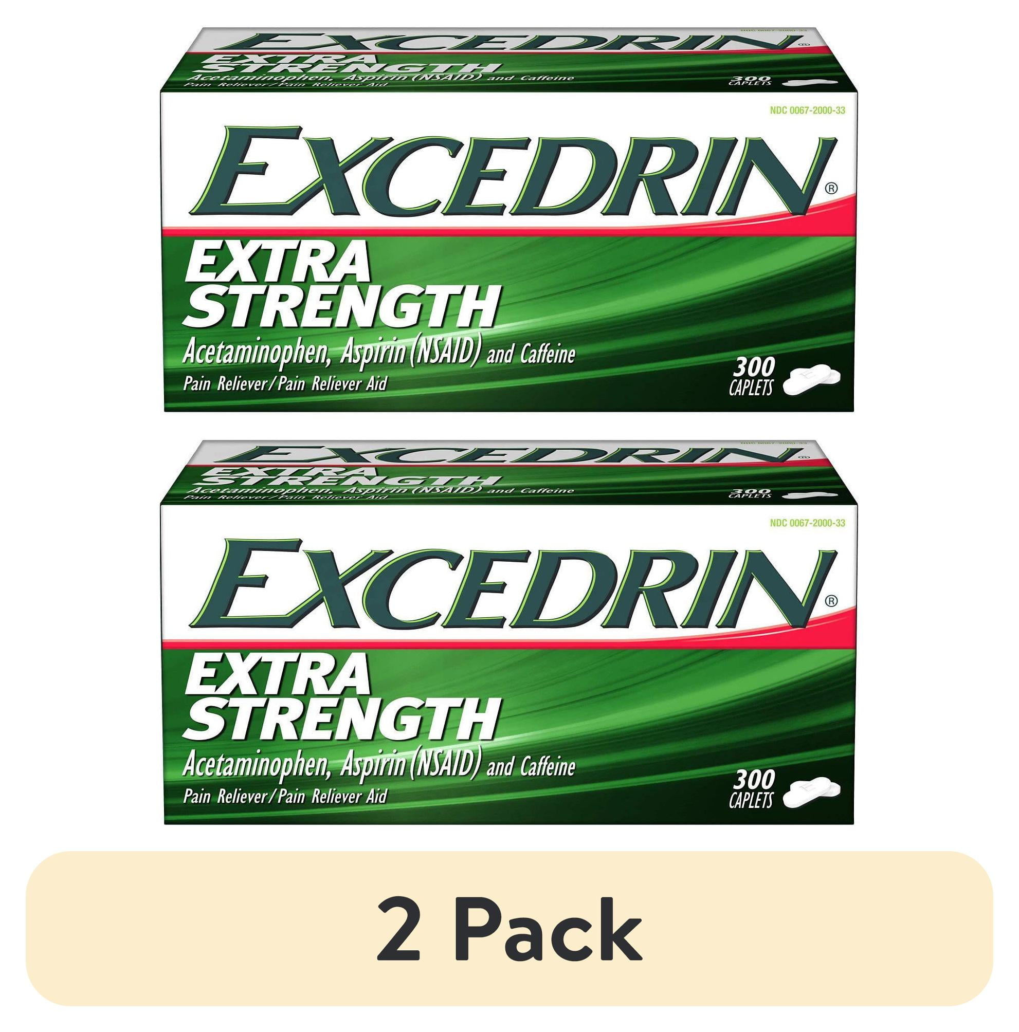 (2 pack) Excedrin Extra Strength Acetaminophen Aspirin and Caffeine ...