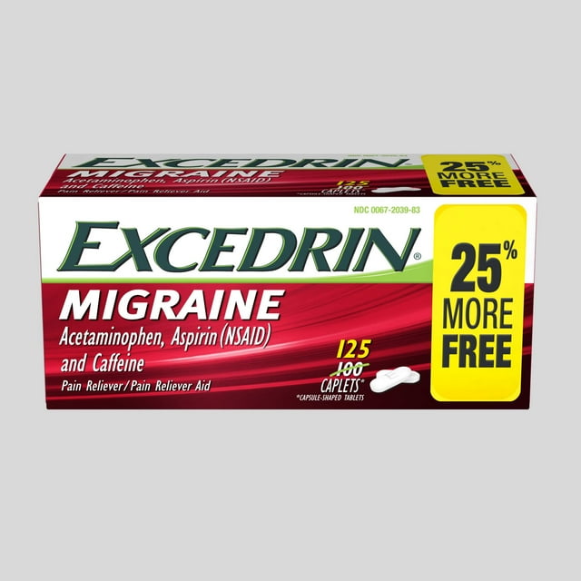 Excedrin Migraine Pain Relief Caplets, Fast-Acting, Neurologist ...