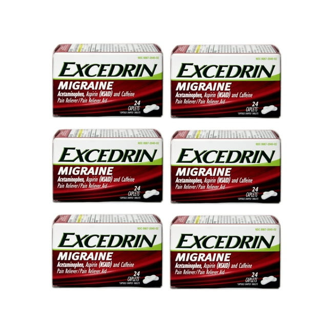Excedrin Migraine Pain Reliever Caplets 24 ea (Pack of 6) - Walmart.com