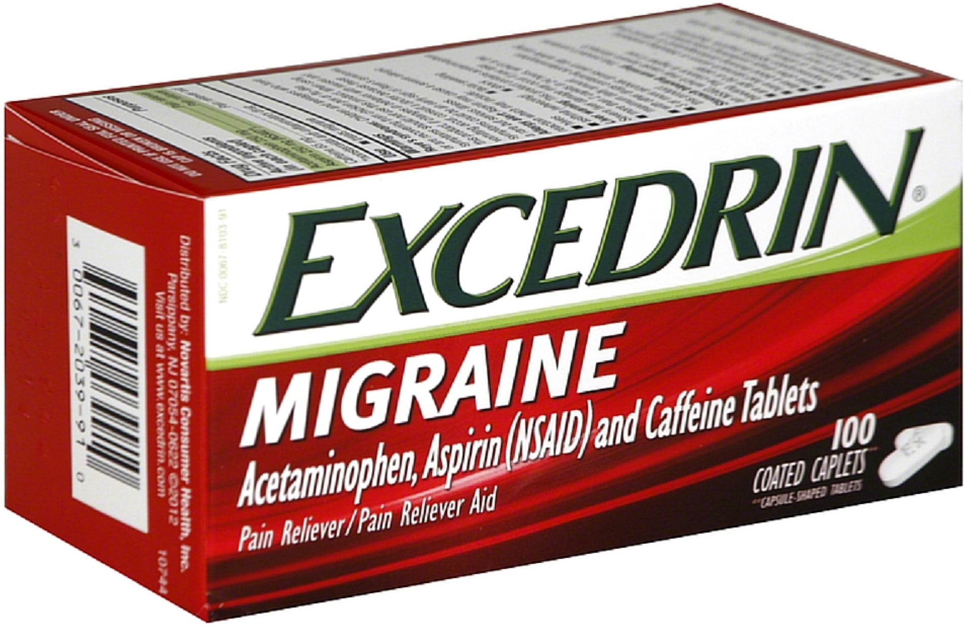 Excedrin Migraine Pain Reliever Tablets, 100 Count, Pack of 2 - Walmart.com