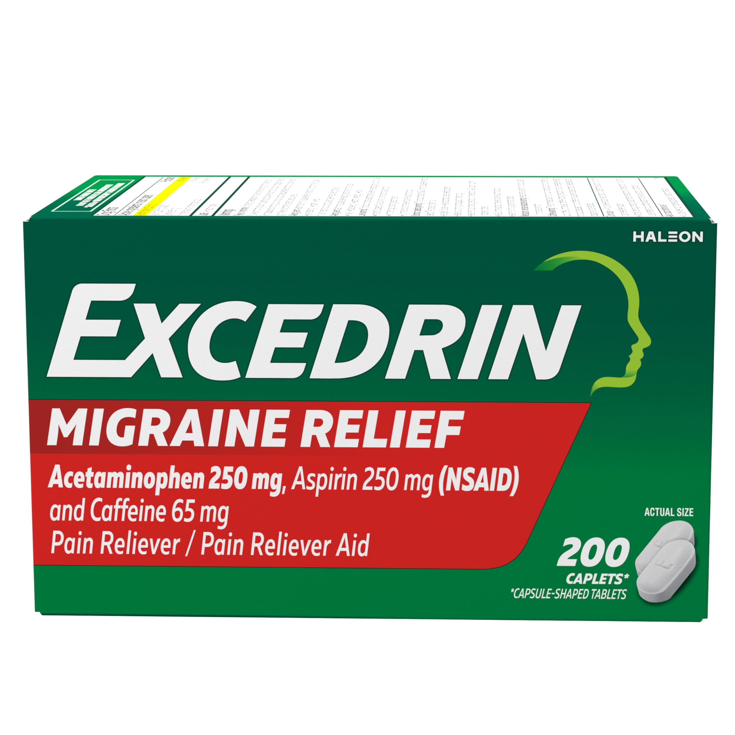 Excedrin Migraine Relief Caplets for Migraine Symptoms, Acetaminophen ...
