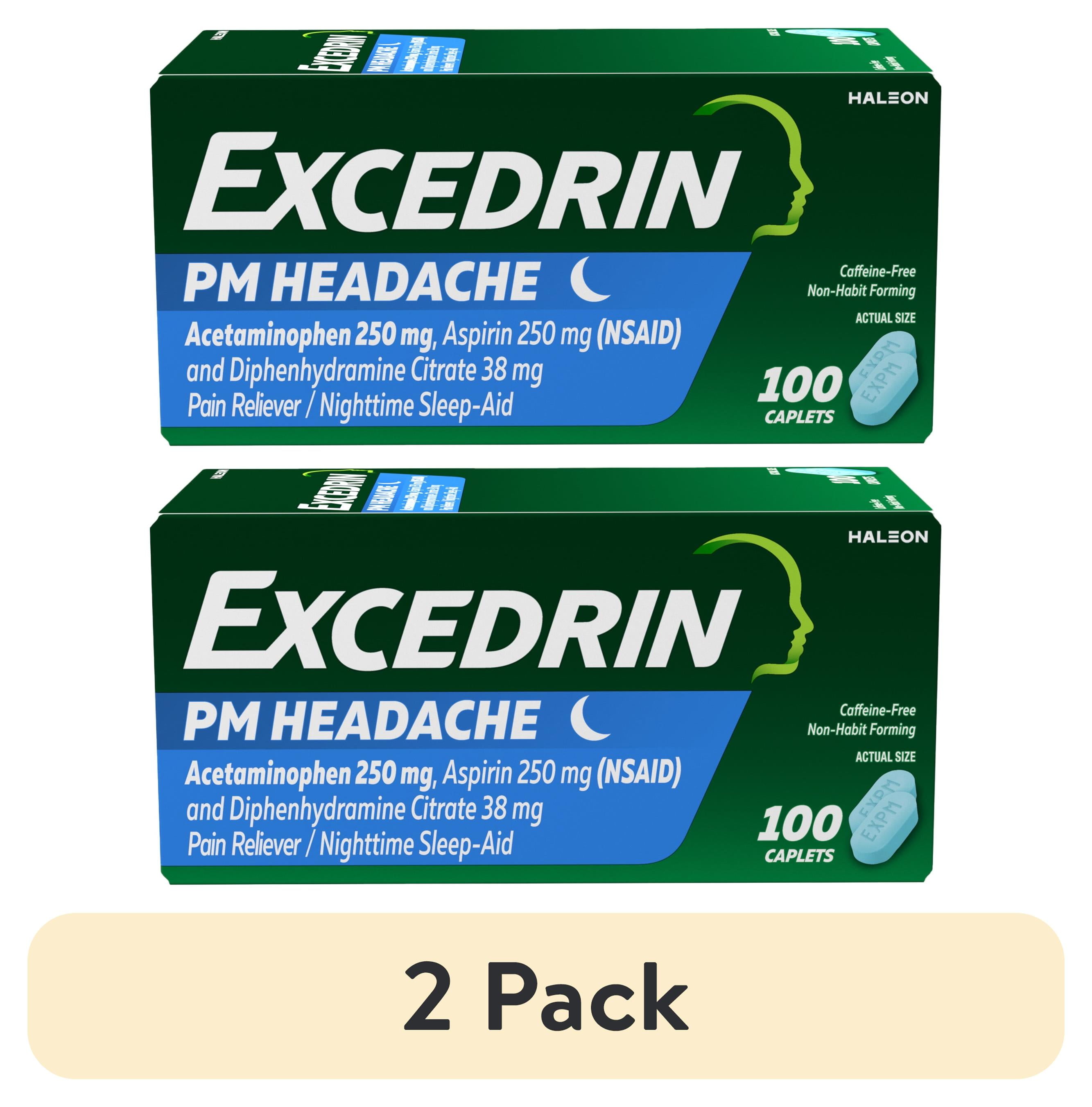 (2 pack) Excedrin Pm Pain Reliever and Nighttime Sleep-Aid Caplets for ...