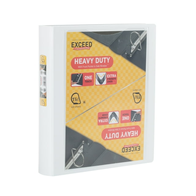 Exceed 1.5'' Heavy Duty Binder, White, Slant D-Ring - Walmart.com