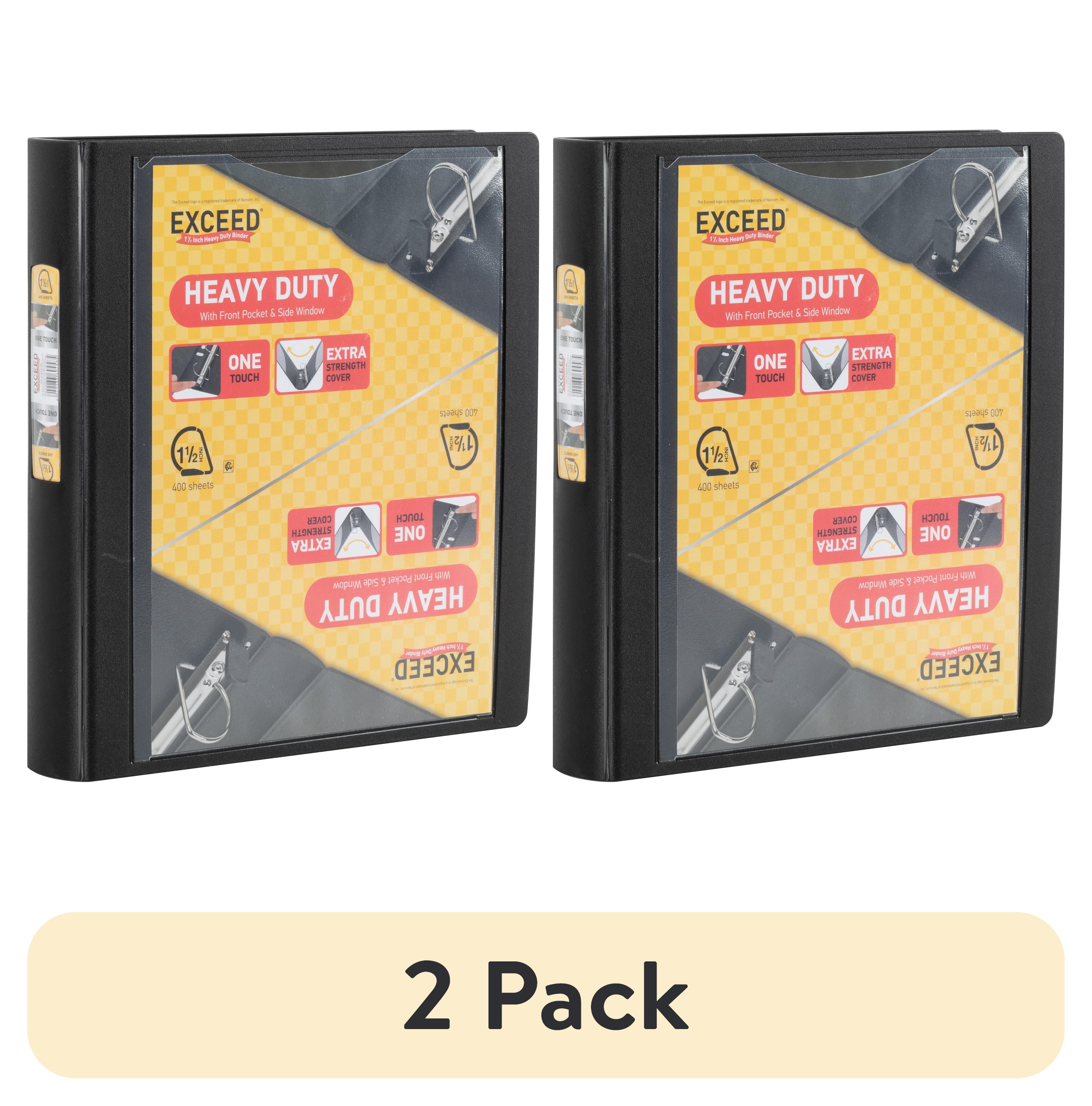 (2 pack) Exceed 1.5 Inch 3-Ring Heavy Duty Binder, Slant Ring, Black ...