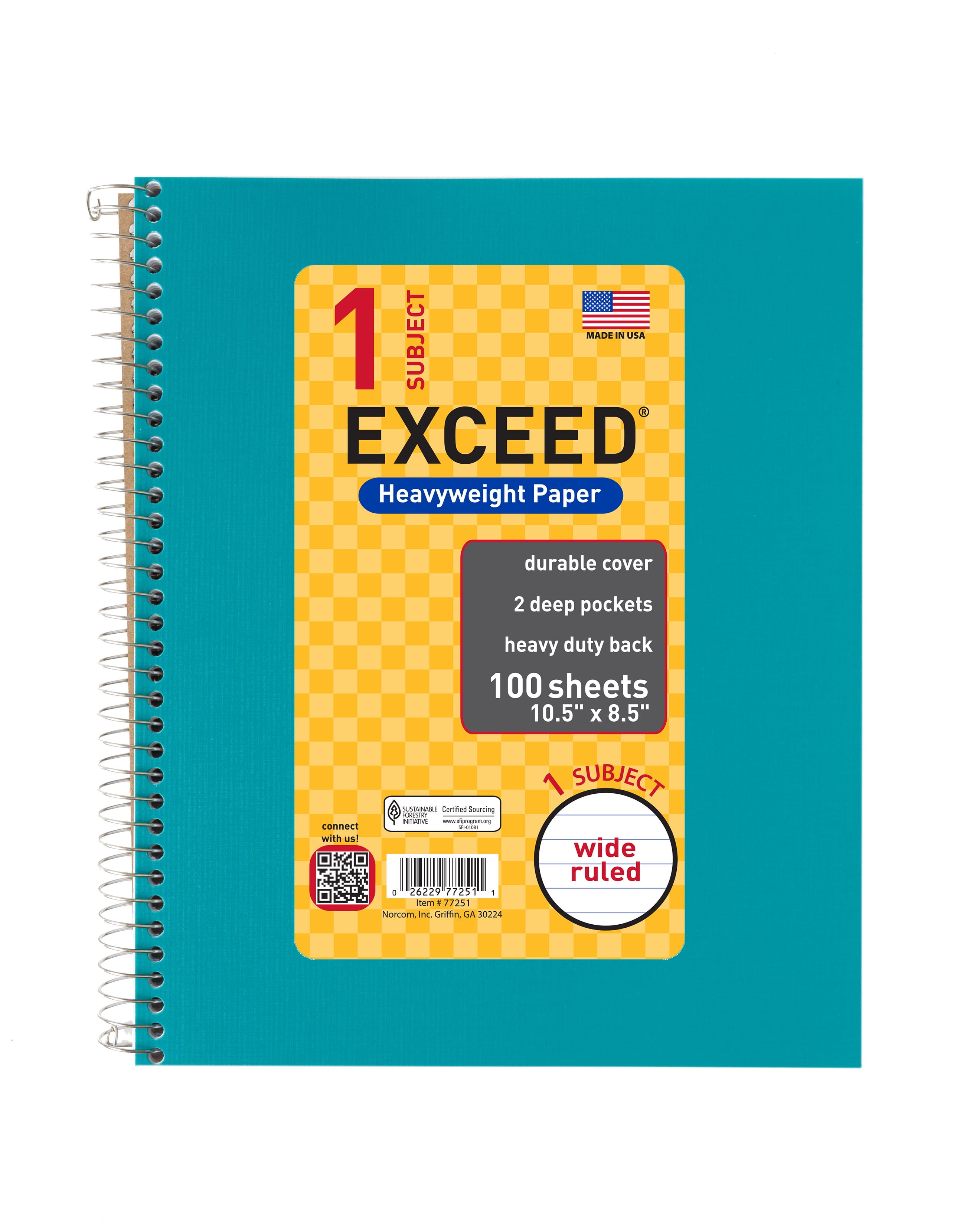 Exceed 1 Subject 100 Count Exceed Notebook, Aqua Haze, 10.5" x 8.5 ...