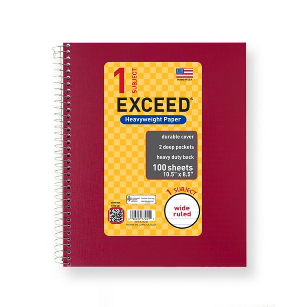 Exceed 1 Subject 100 Count Notebook, Burgundy, 10.5" x 8.5" - Walmart ...