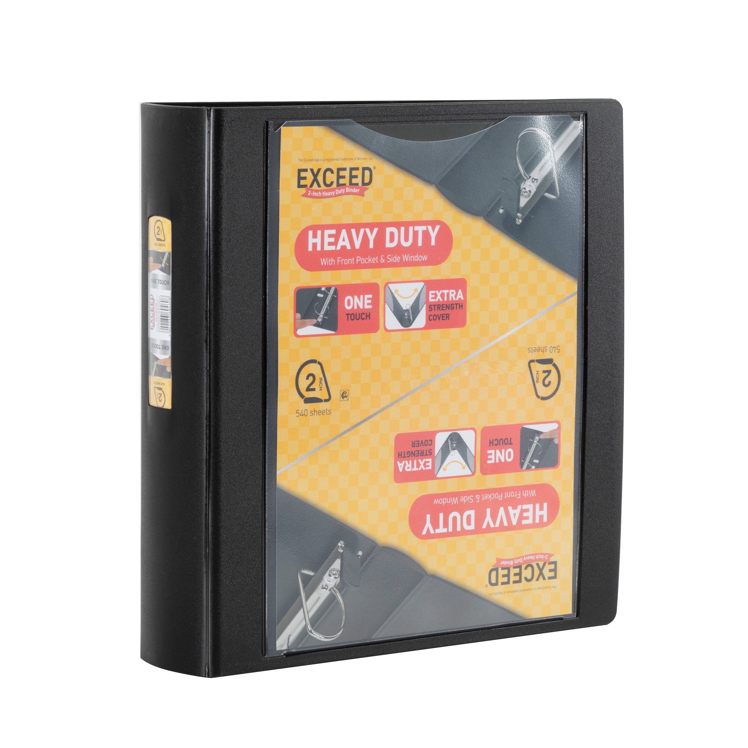 Exceed 2 inch 3-Ring Heavy Duty Binder, Slant Ring, Black, 1 Count ...