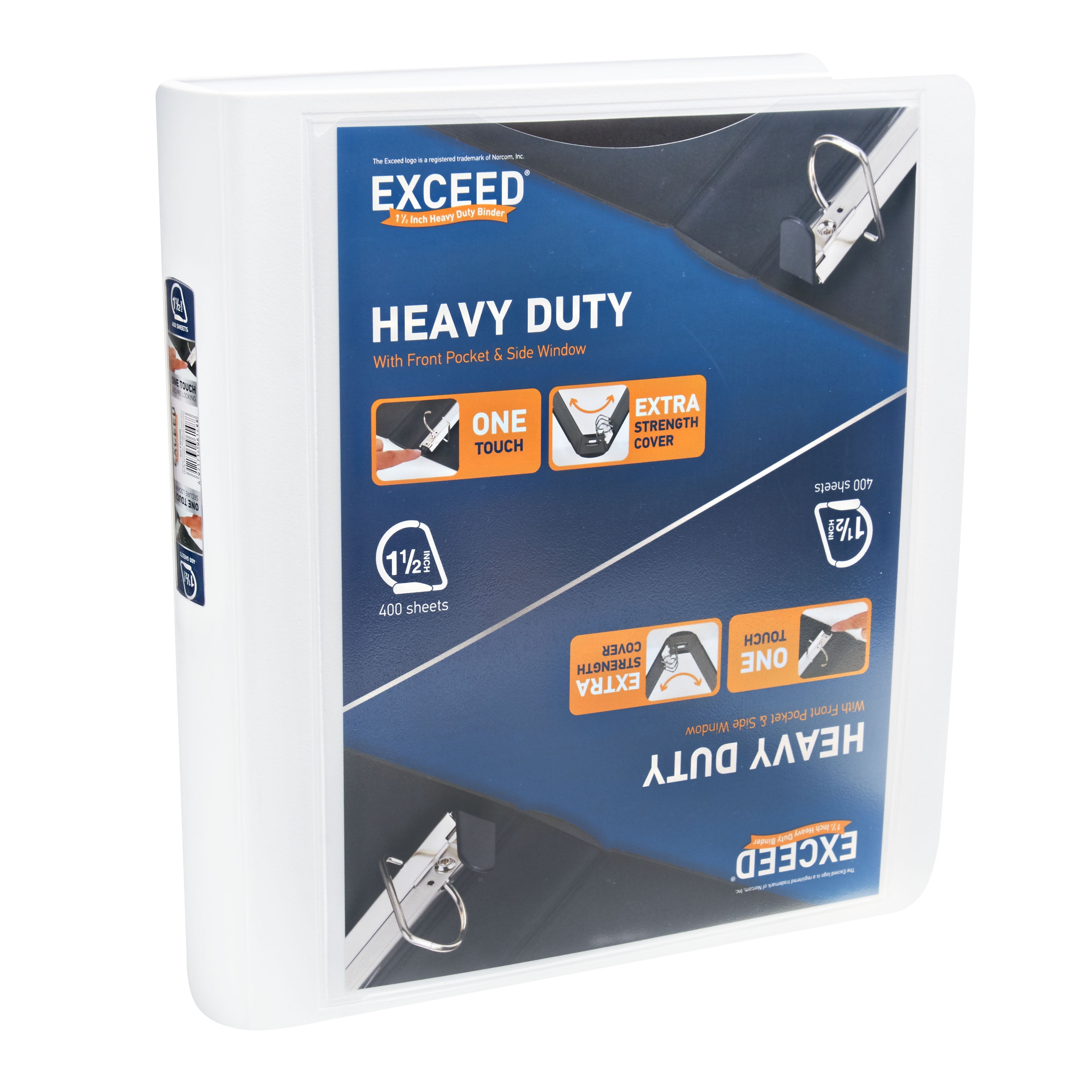 Exceed 3-Ring Heavy Duty Binder, 1.5", Slant D-Ring, White - Walmart.com